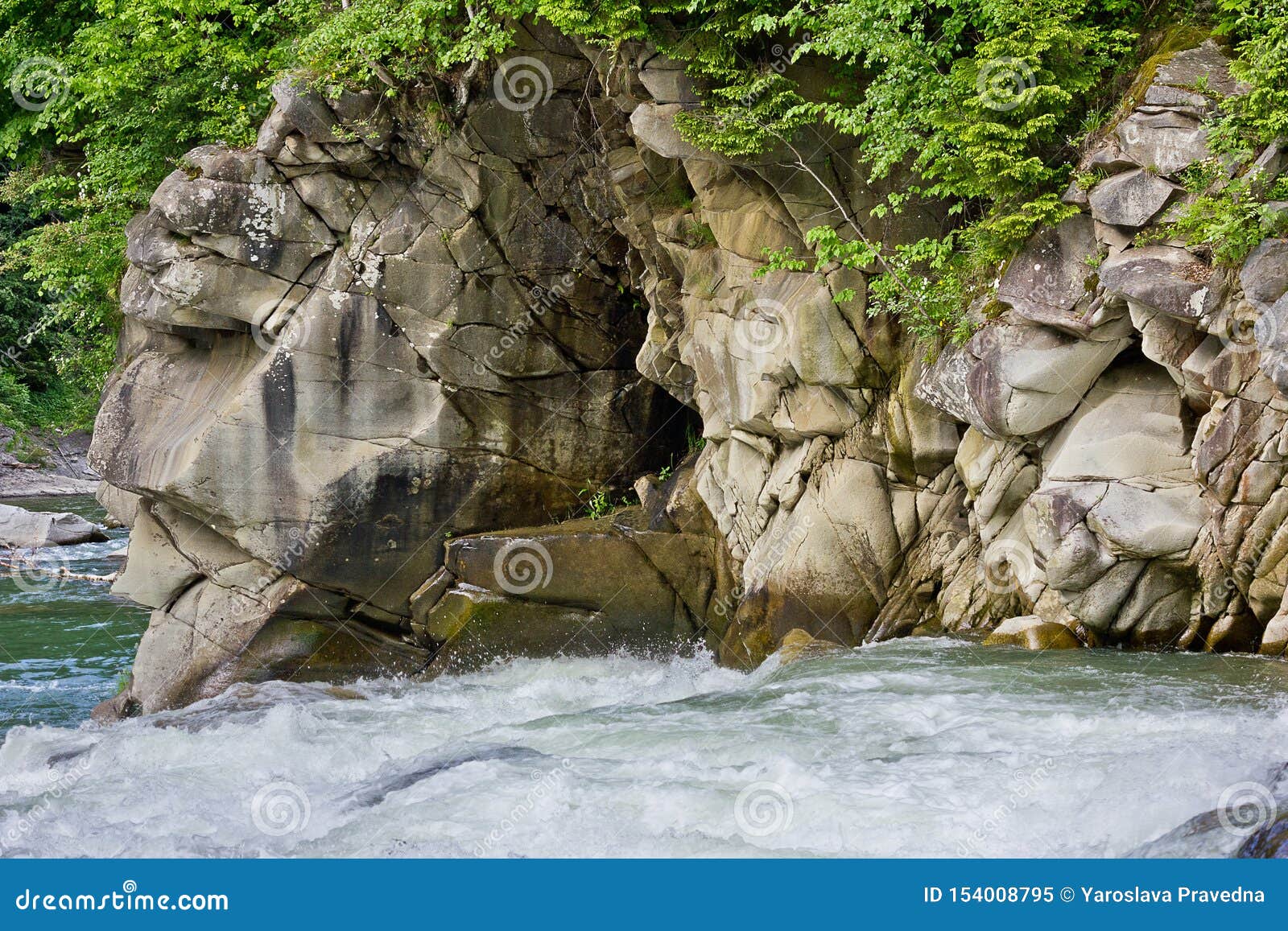Waterfall Probiy on the Prut River Stock Image - Image of mountain ...