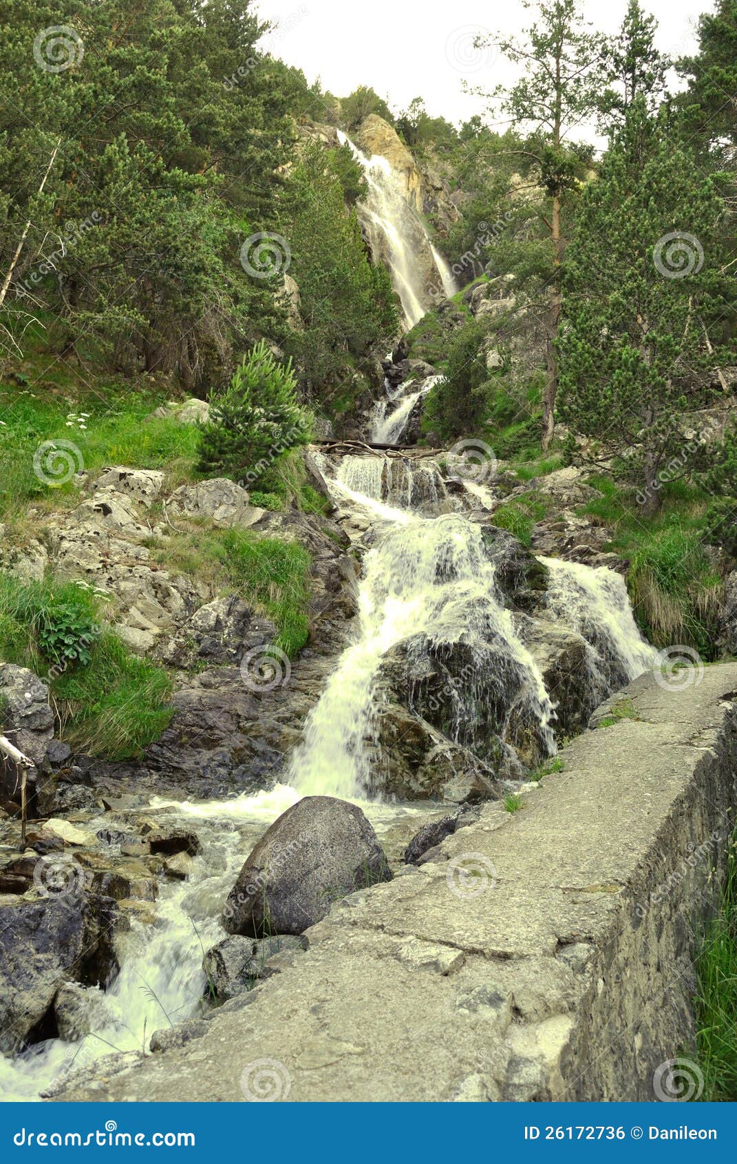 Waterfall in the Pyrenees stock photo. Image of forest - 26172736