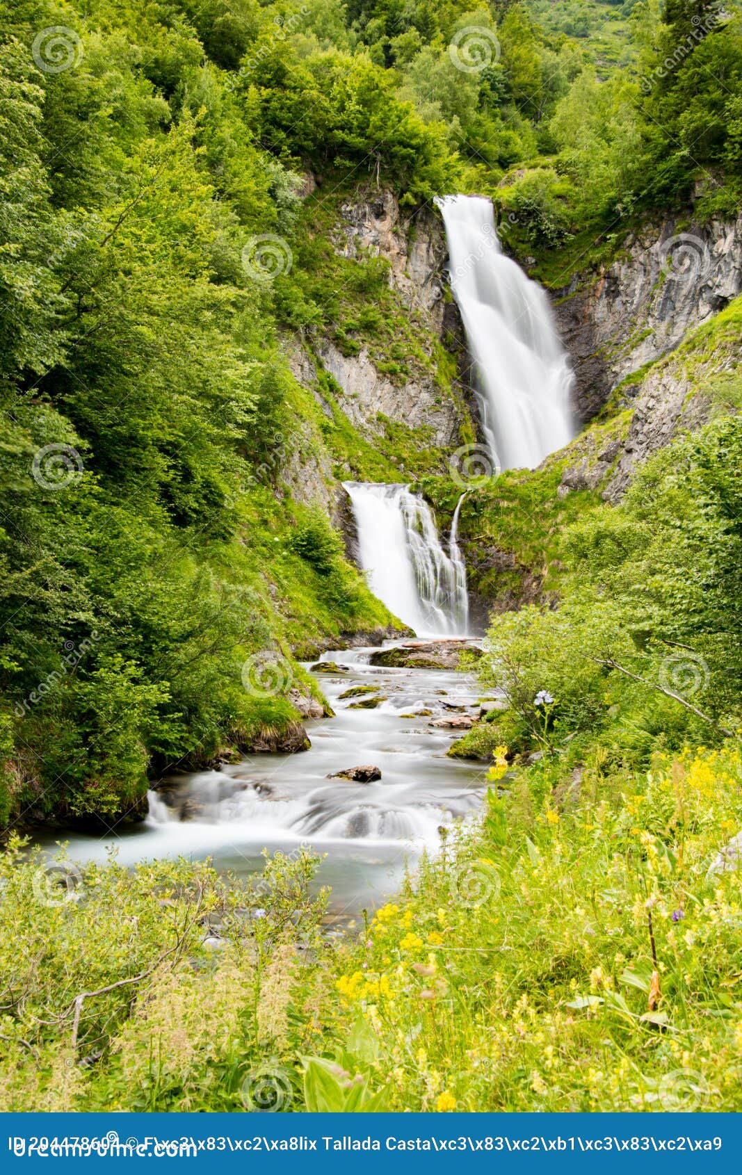 Waterfall in the Pyrenees stock photo. Image of river - 204478604