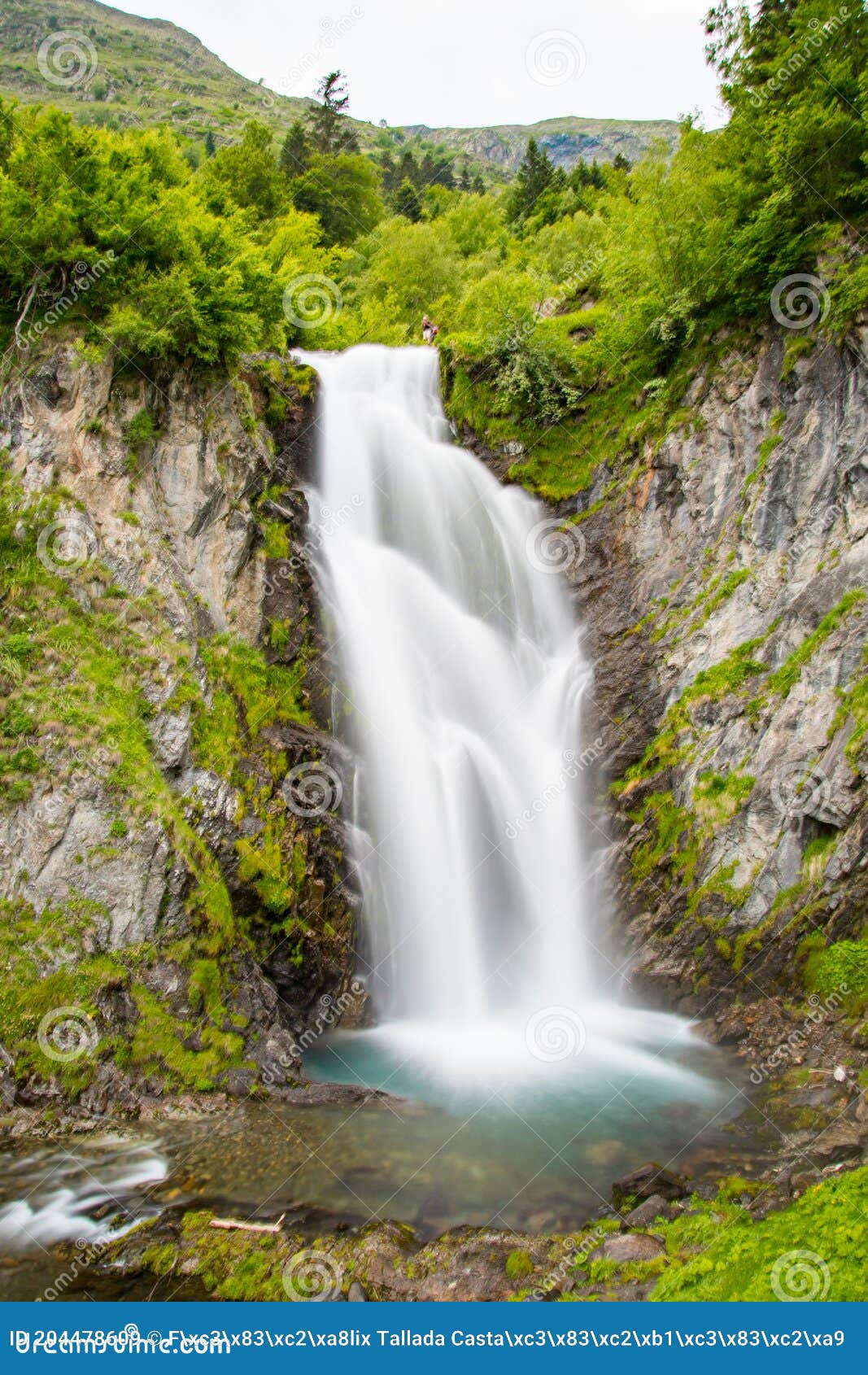 Waterfall in the Pyrenees stock image. Image of lake - 204478609