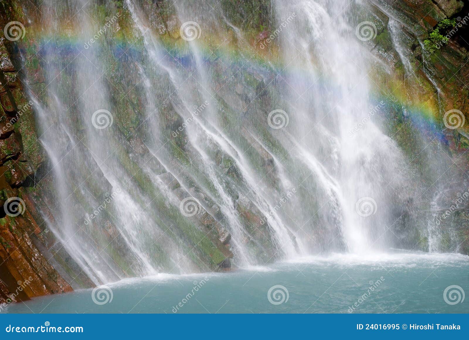 Waterfall with rainbow stock image. Image of surface - 24016995