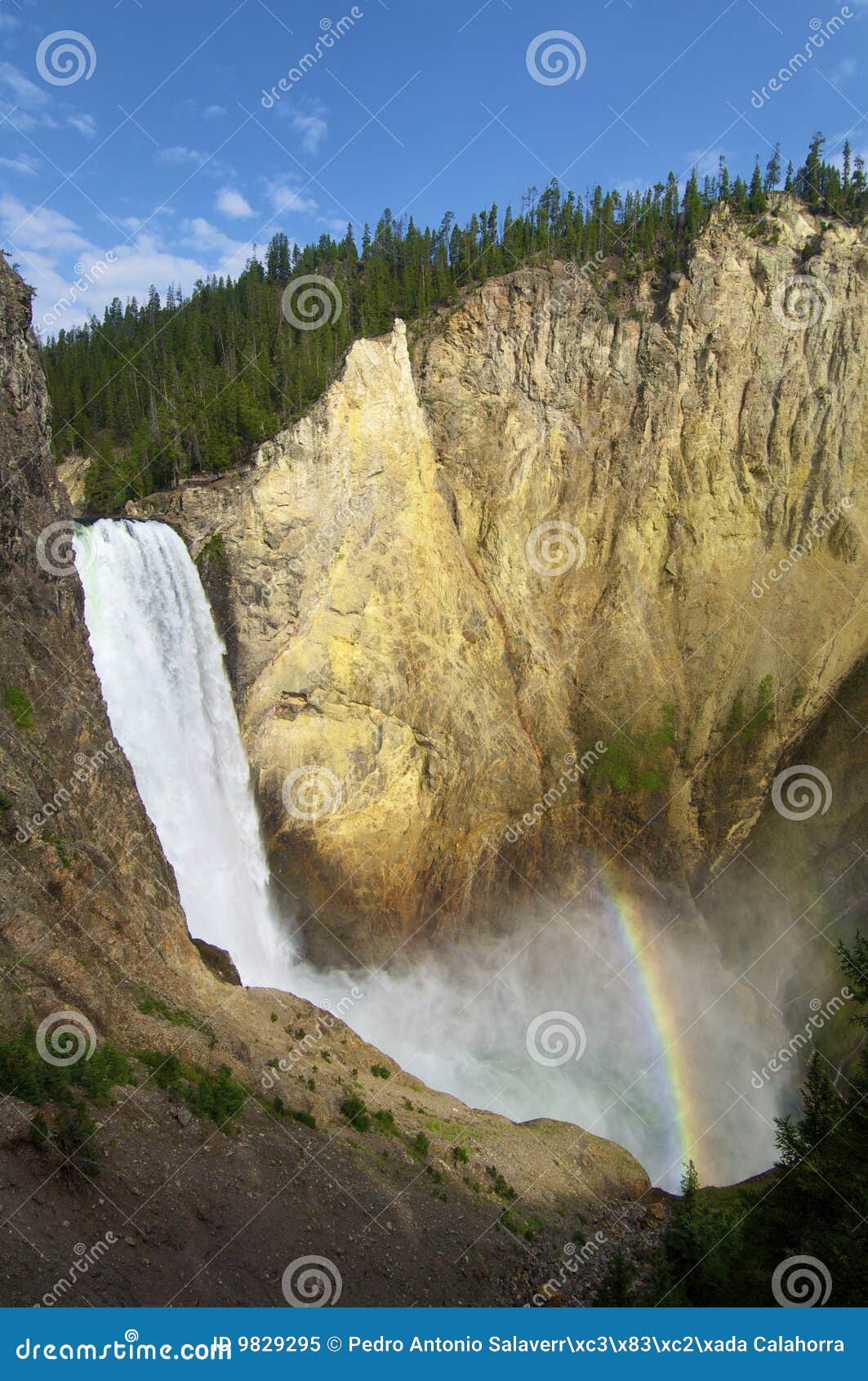Waterfall and rainbow stock image. Image of attraction - 9829295