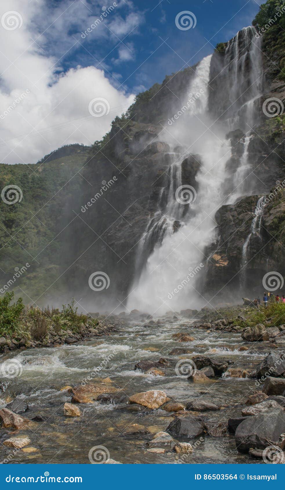 Waterfall and Rainbow in the Himalayas Stock Photo - Image of tawang ...