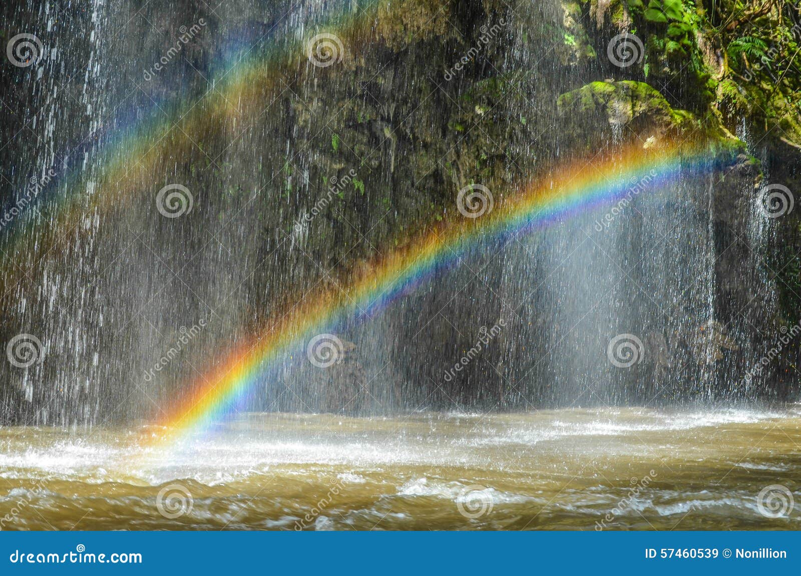 Waterfall and rainbow stock image. Image of power, river - 57460539