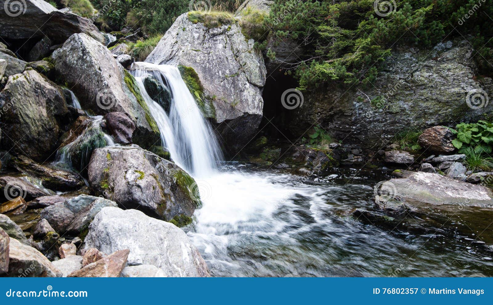 Waterfall from ravine stock image. Image of mountain - 76802357