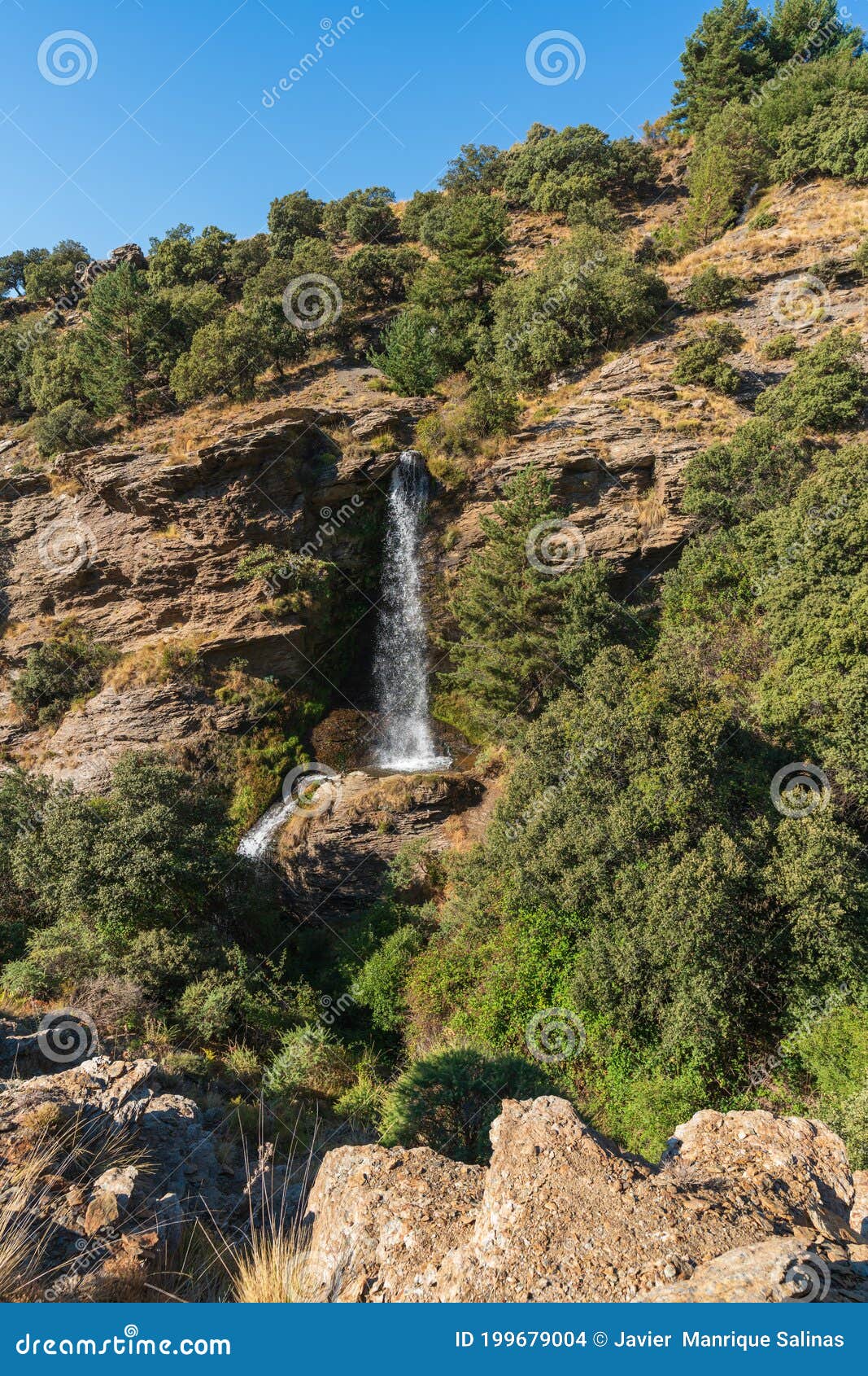 Waterfall in a Ravine in Sierra Nevada Stock Photo - Image of river ...