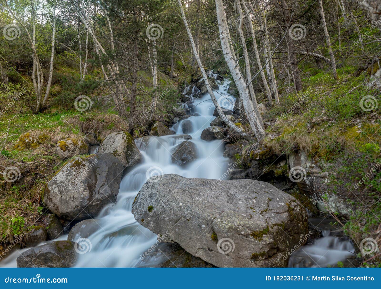 Waterfall in the Riu De La Bor in L Aldosa De Canillo in Andorra in ...