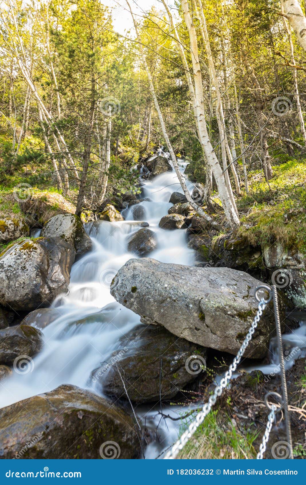 Waterfall in the Riu De La Bor in L Aldosa De Canillo in Andorra in ...