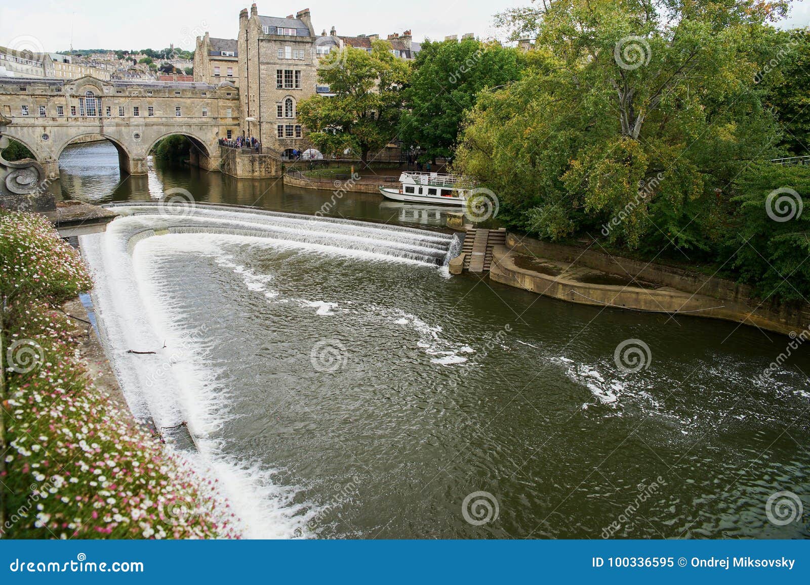 Waterfall on the River in Bath Stock Image - Image of england ...