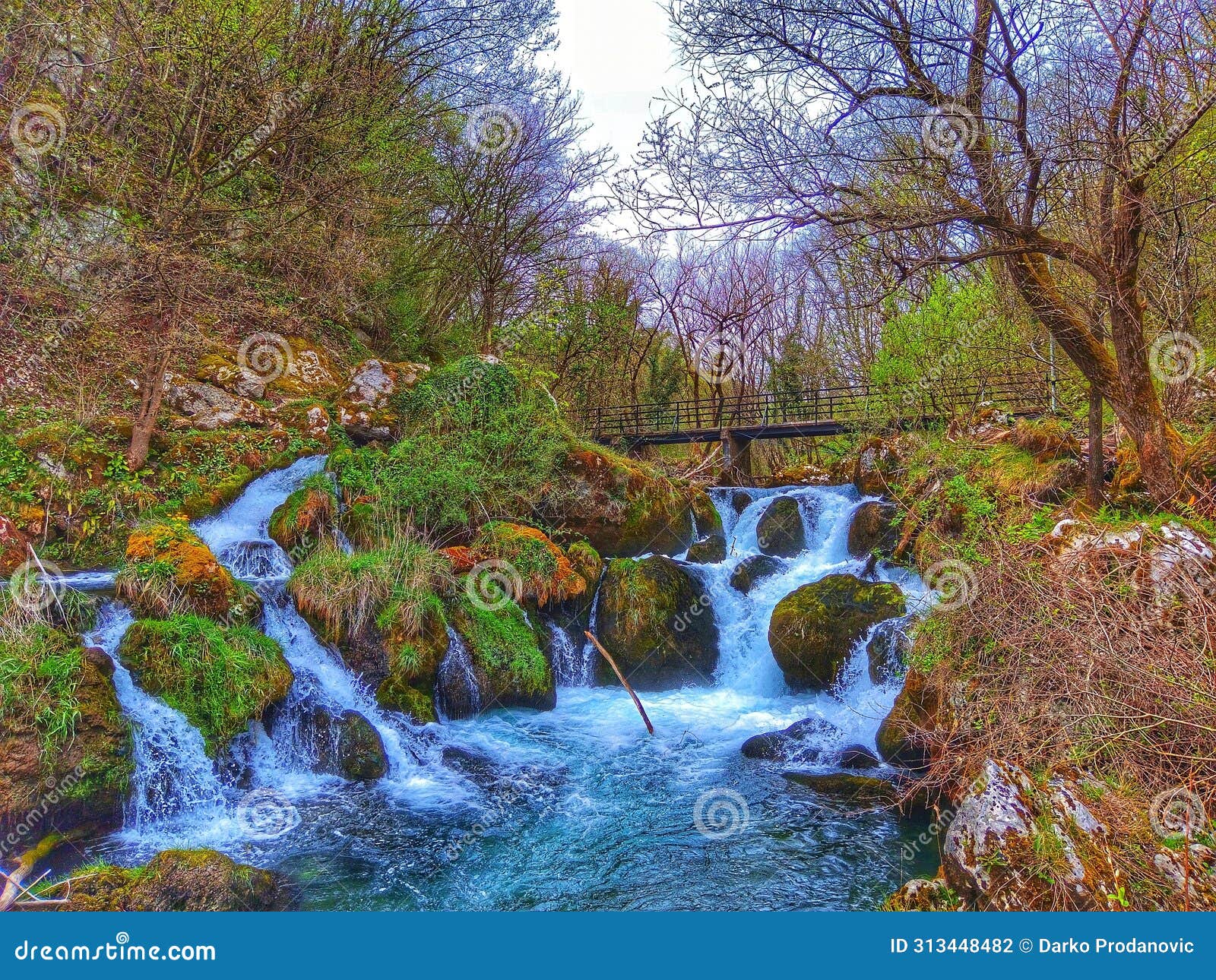 Waterfall. River and Forest. Background. Landskape. Stock Photo - Image ...