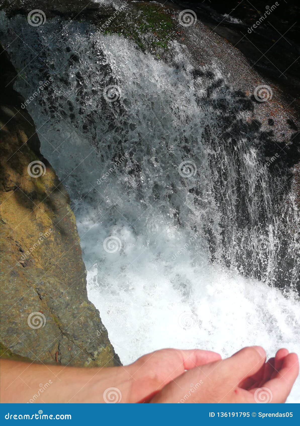 Waterfall hands stock image. Image of river, cool, hands - 136191795