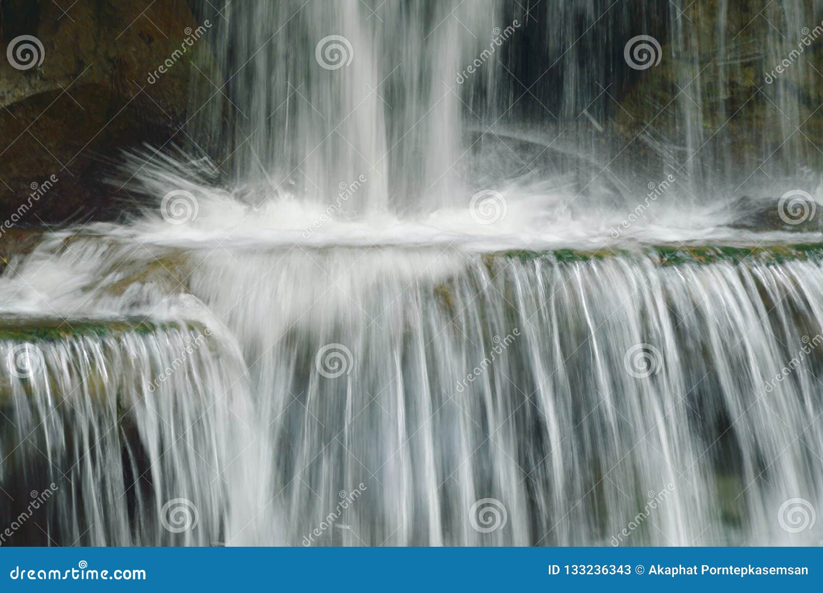Waterfall on River Pass Rock and Stone in Forest Stock Image - Image of ...