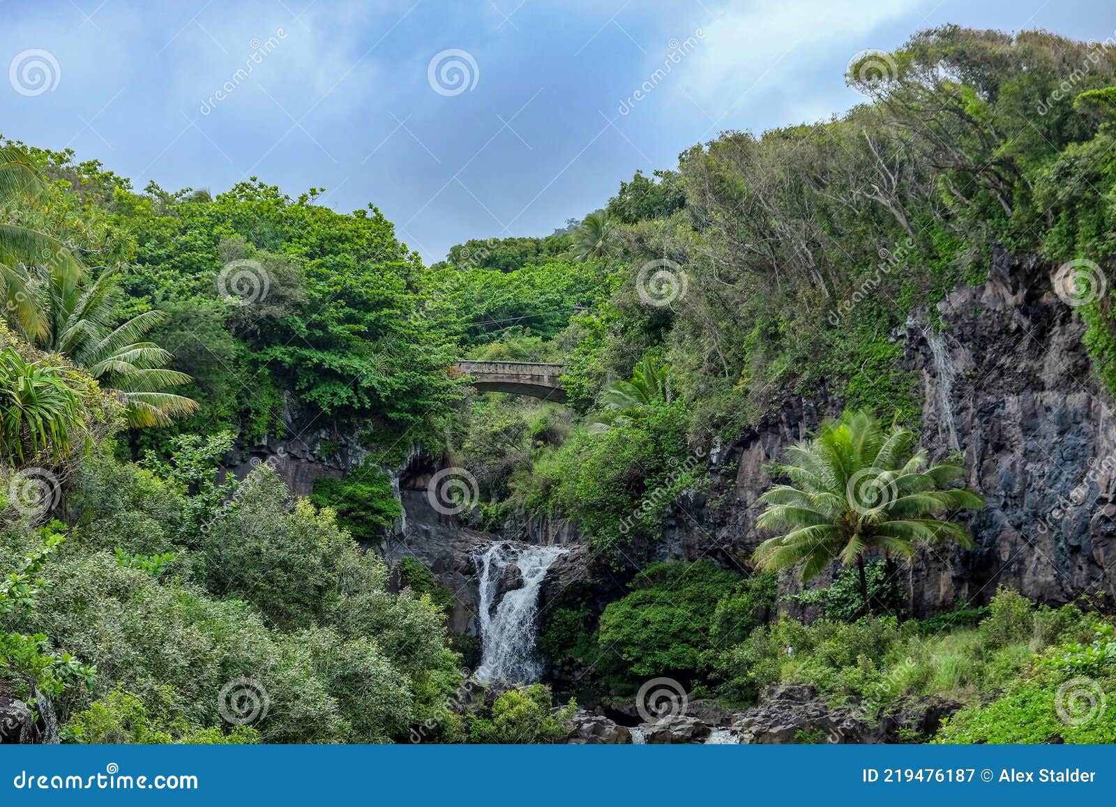 Waterfall Road To Hana stock image. Image of valley - 219476187