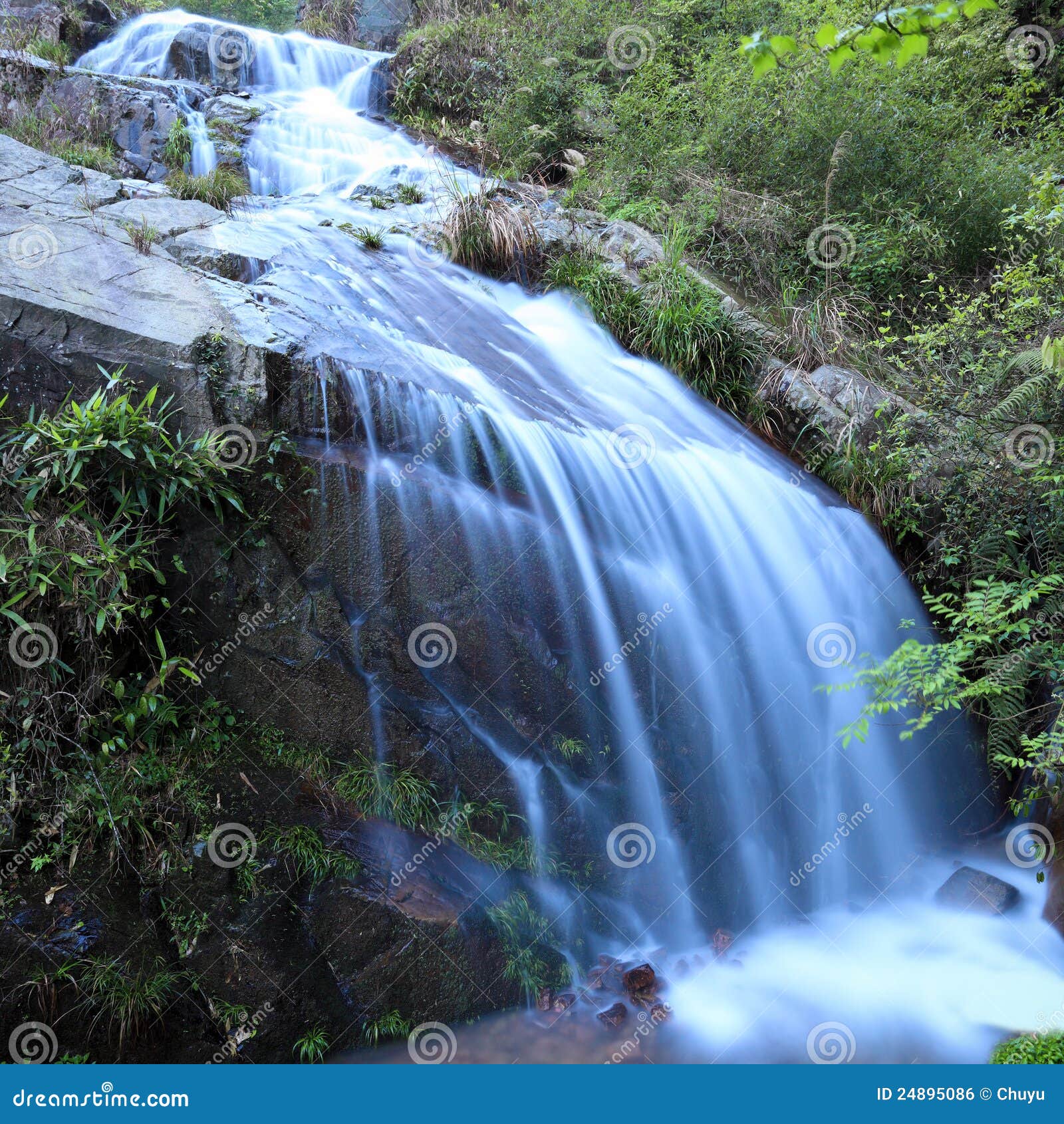 Waterfall Among Rock Walls Royalty-Free Stock Photography ...