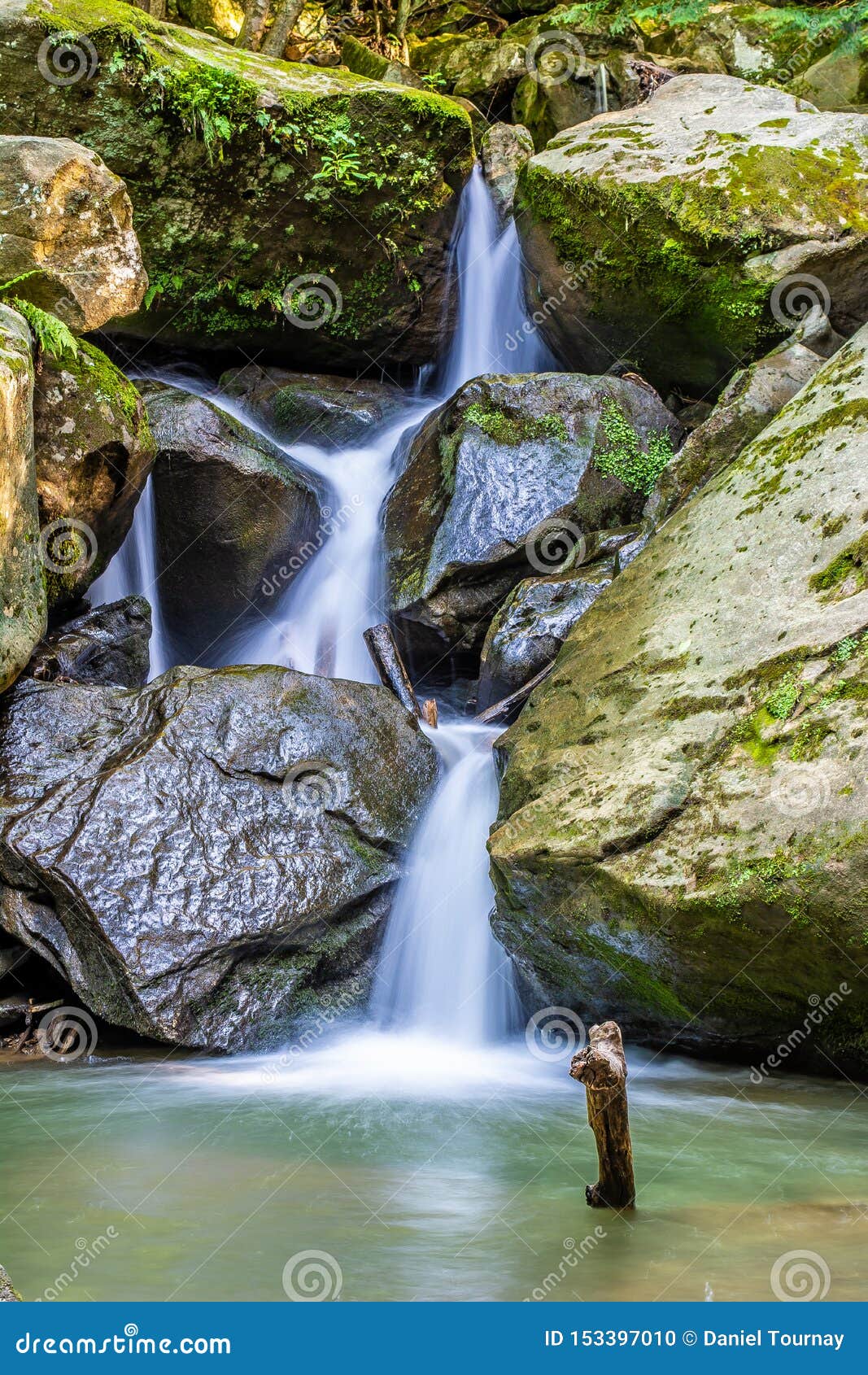 Waterfall Among Rock Walls Royalty-Free Stock Photography ...