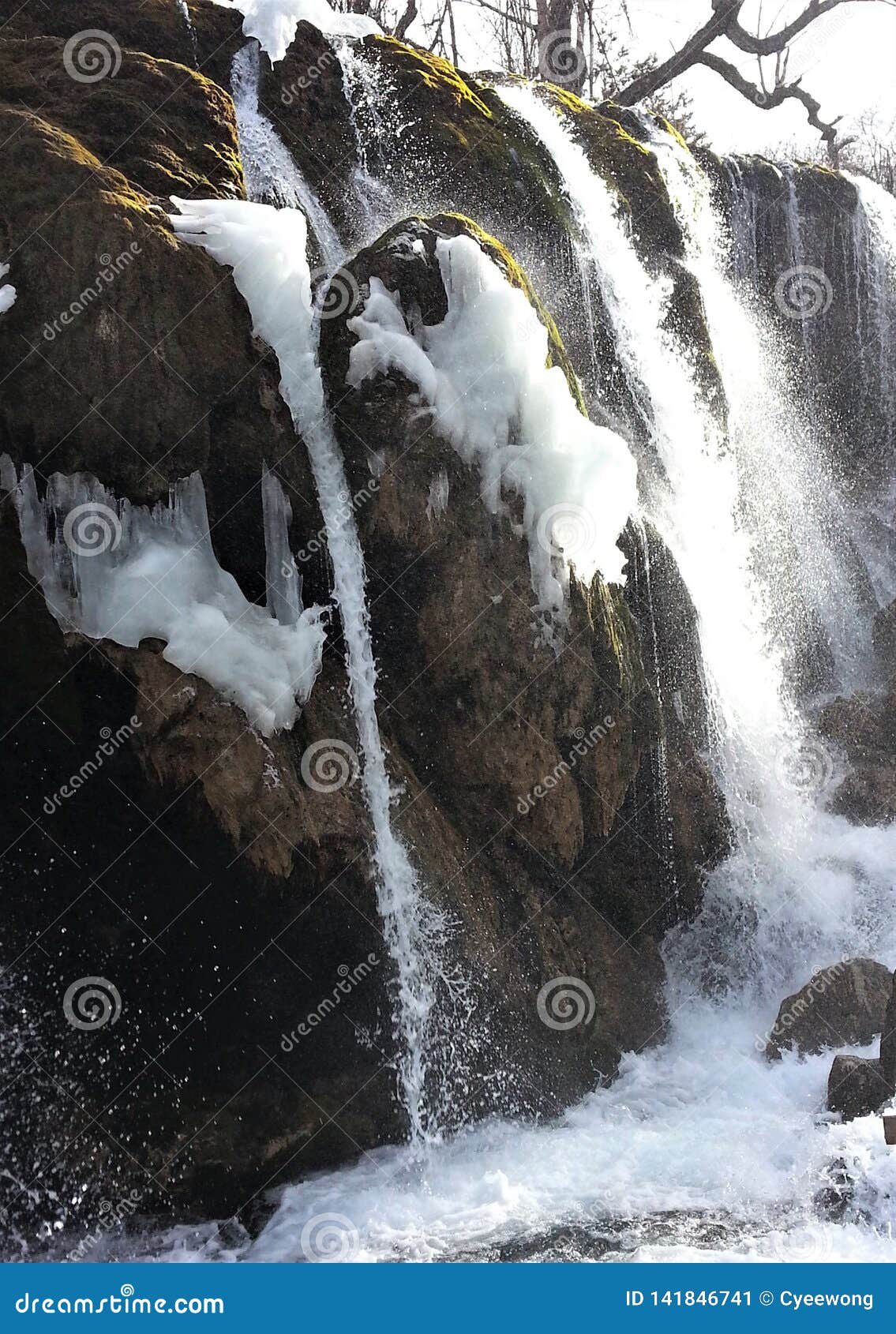 Waterfall on the rock stock image. Image of pours, natural - 141846741