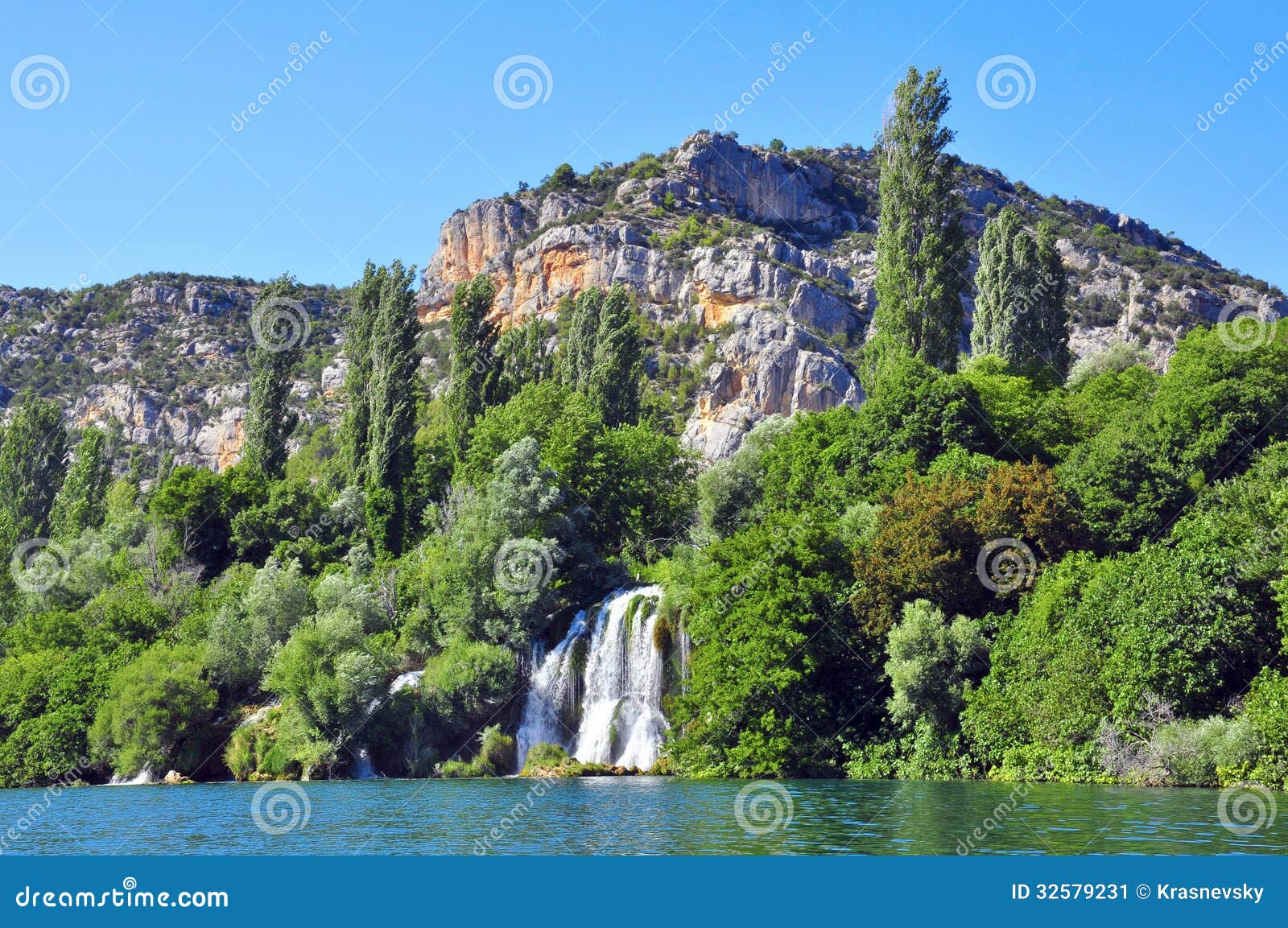 Waterfall, rock and river stock image. Image of scenic - 32579231