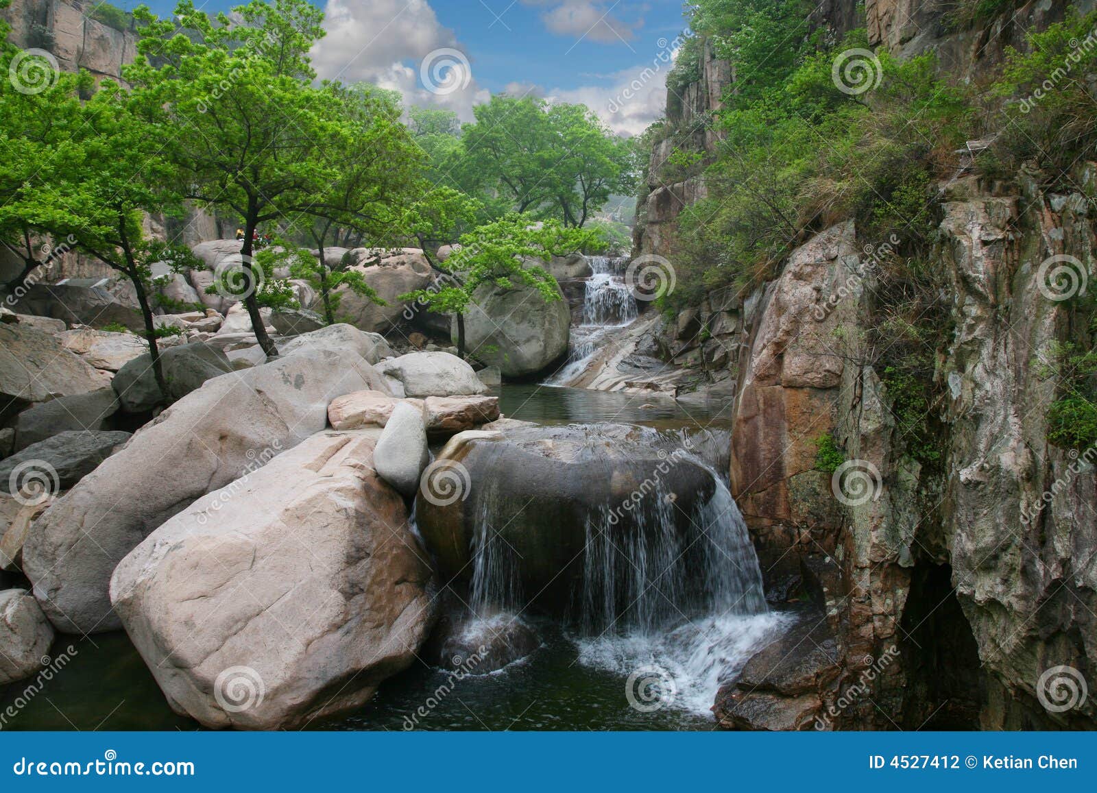 Waterfall, Rock and Trees stock photo. Image of cascade - 4527412