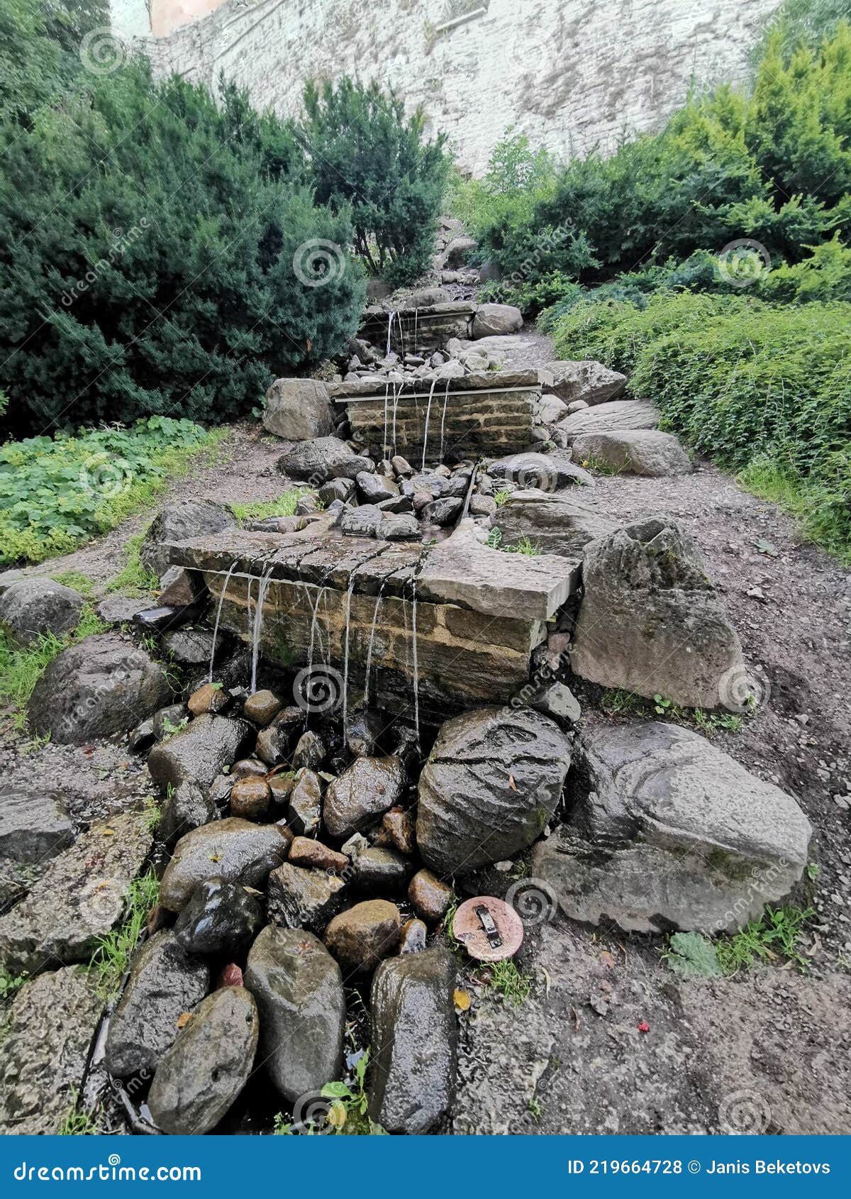 Waterfall among rocks stock photo. Image of nature, waterfall - 219664728
