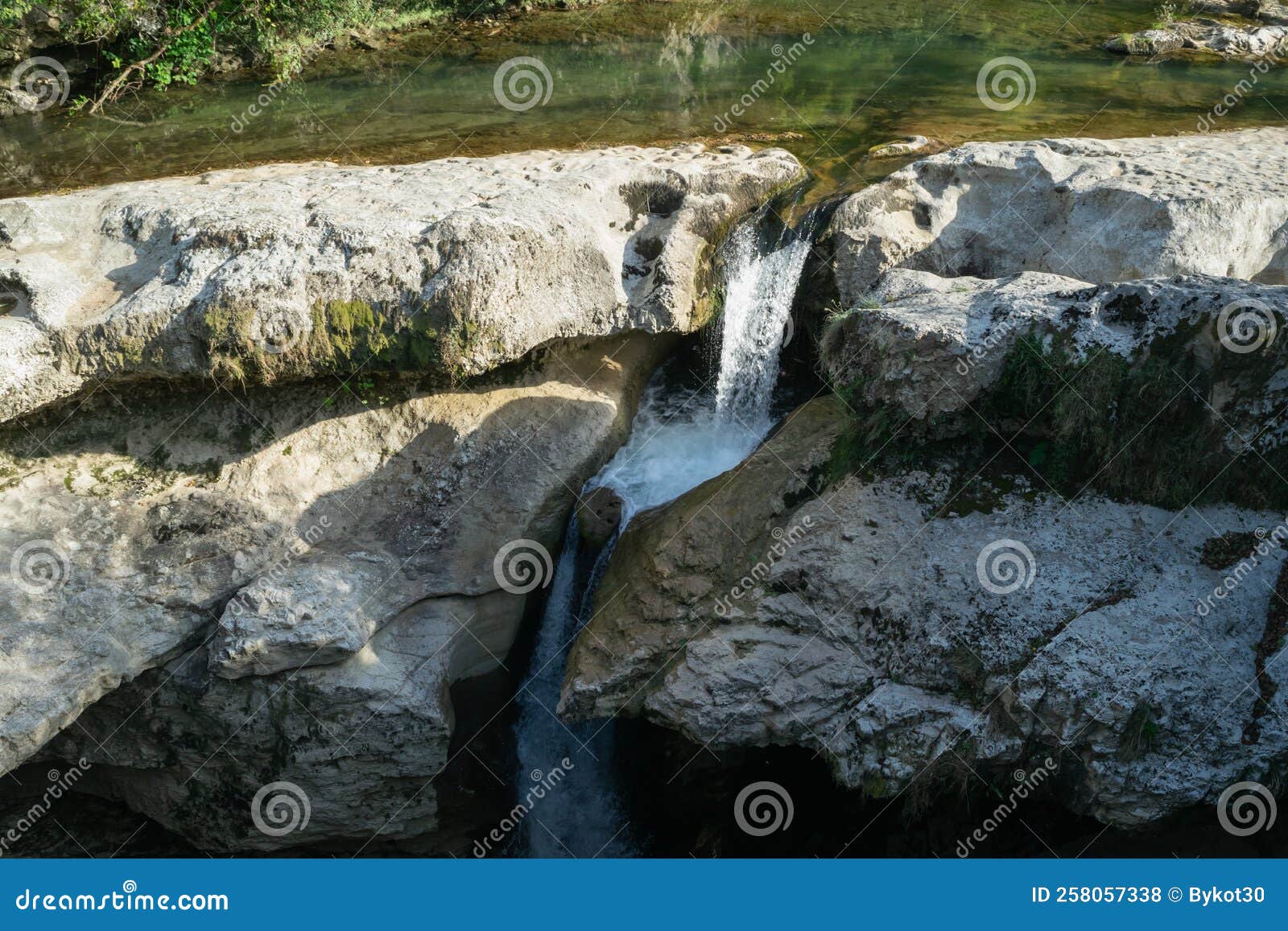 Waterfall among White Rocks. Canyon Stock Photo - Image of nature ...