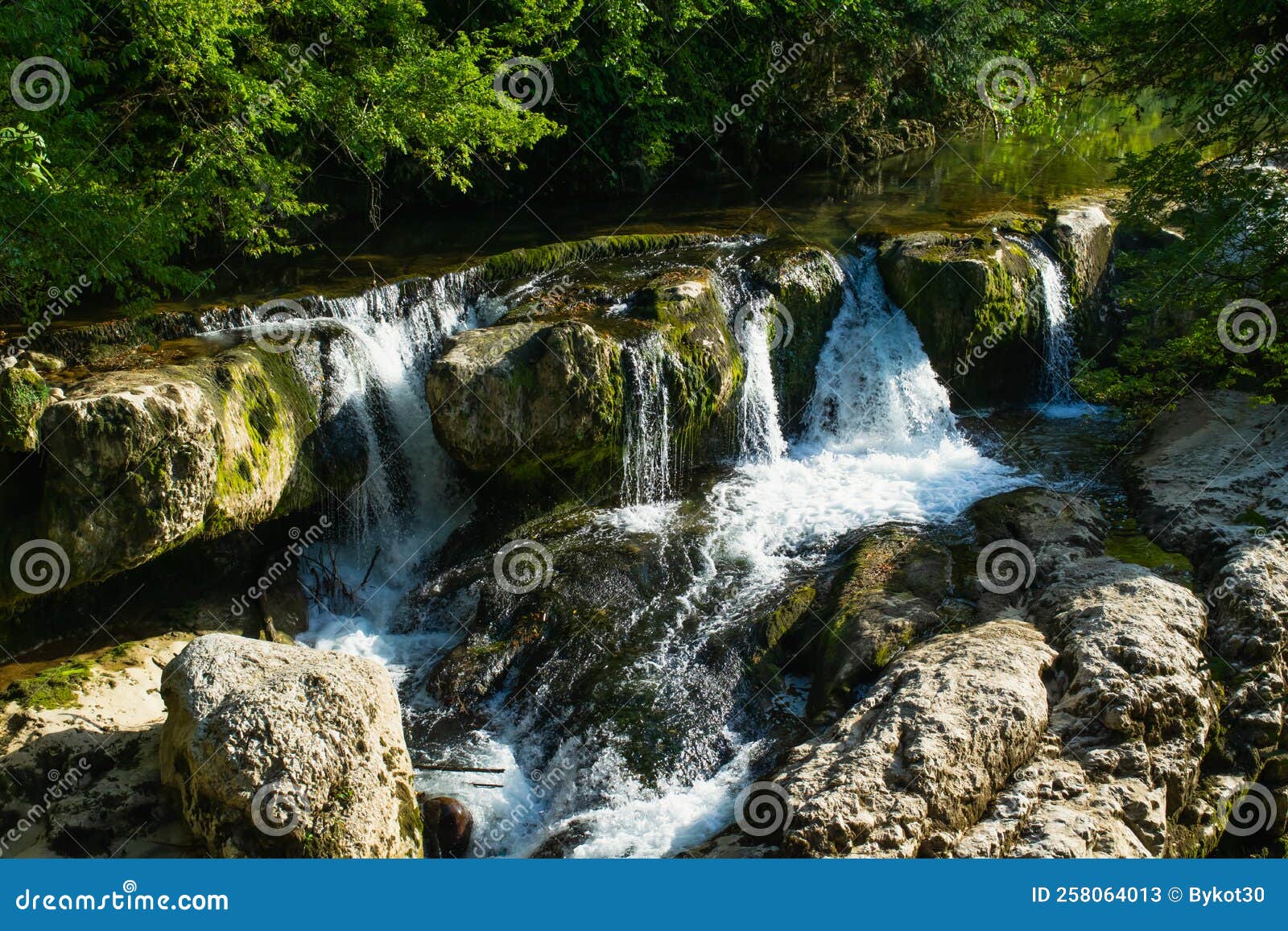 Cascade of Waterfalls. Stormy Flow of Water of a Mountain River Stock ...