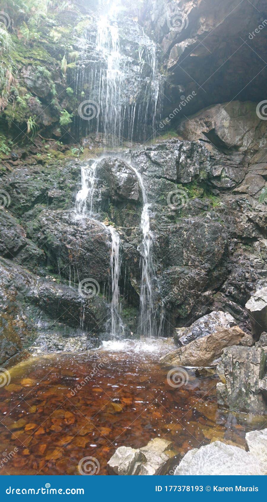 Waterfall rocks falling stock image. Image of peacefully - 177378193
