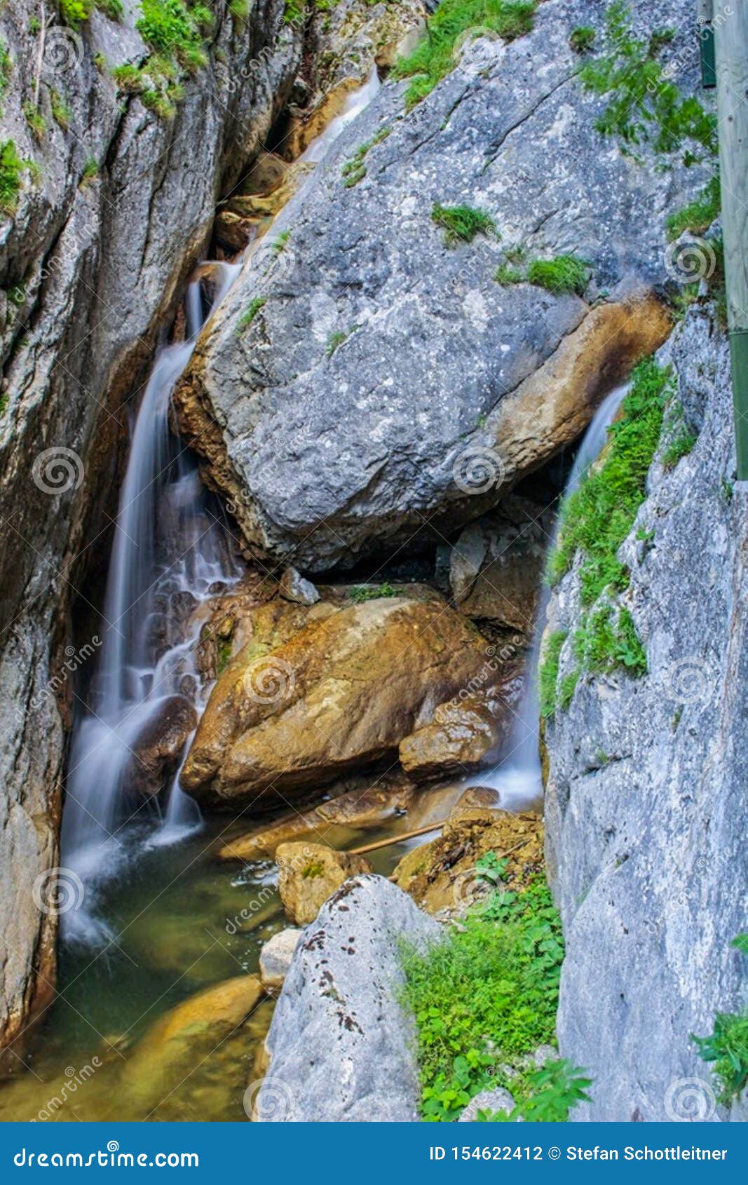 Waterfall between Rocks in the Mountain Stock Photo - Image of america ...