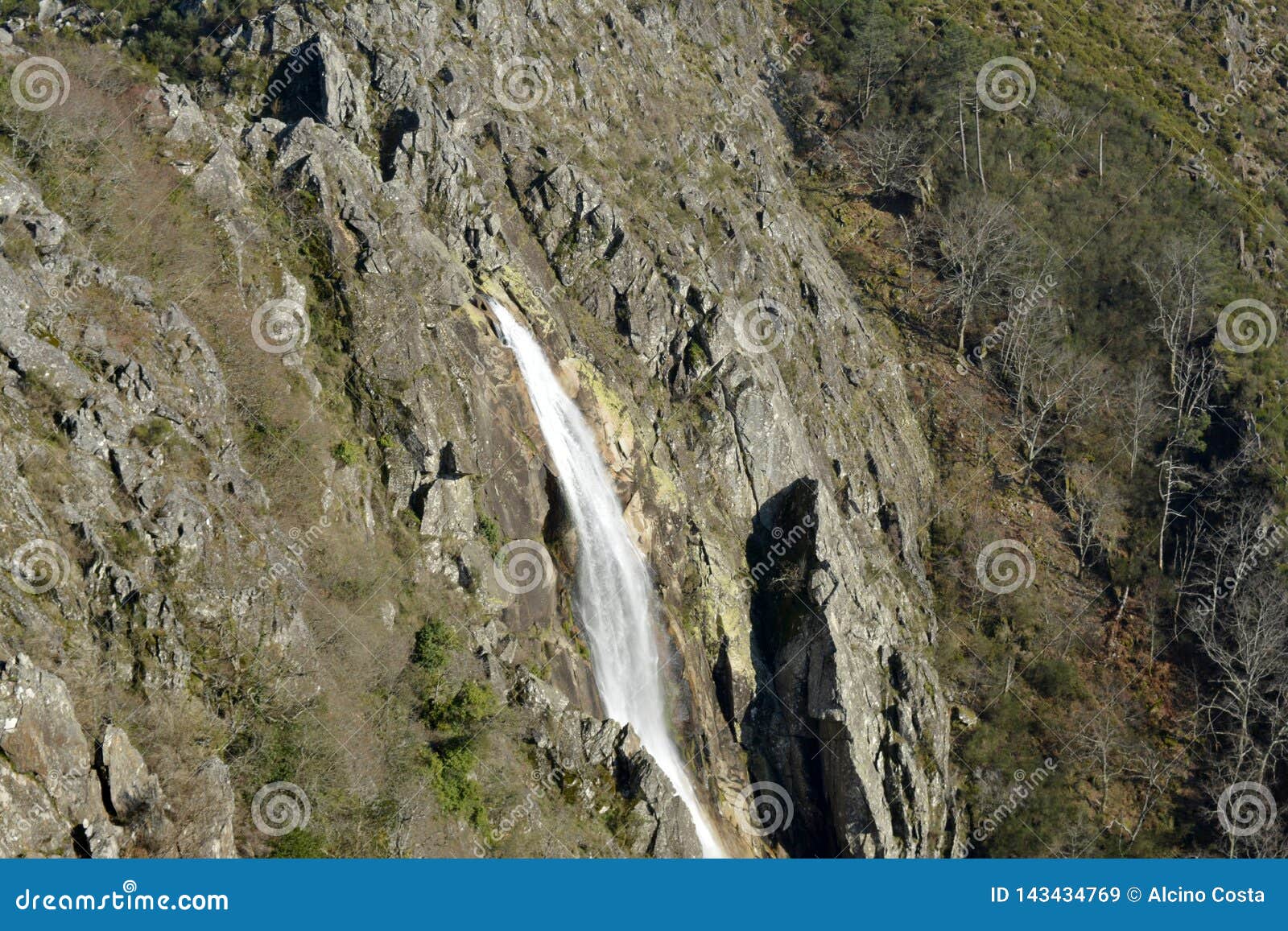 High Waterfall in Rocky Nature Stock Image - Image of exterior ...