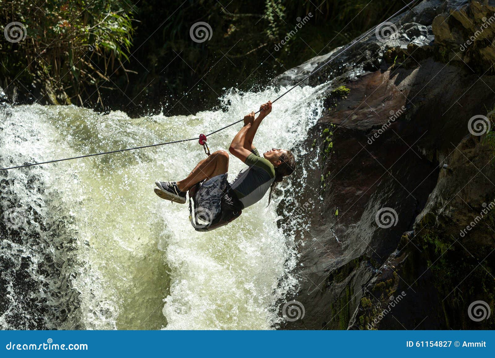 Waterfall Rope Crossing stock image. Image of canyon - 61154827