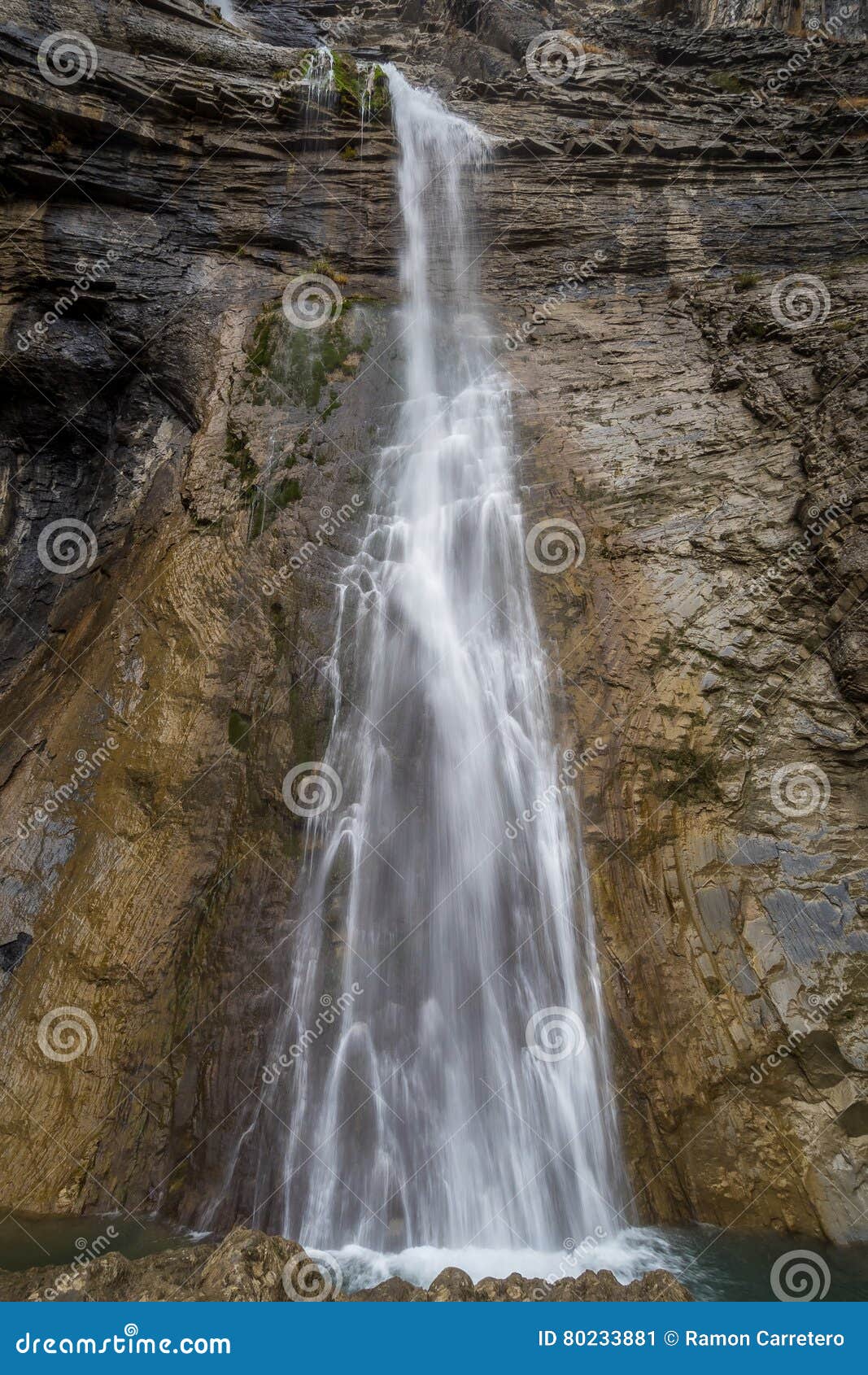 Waterfall in a Rugged Cliff Stock Image - Image of wilderness, mountain ...