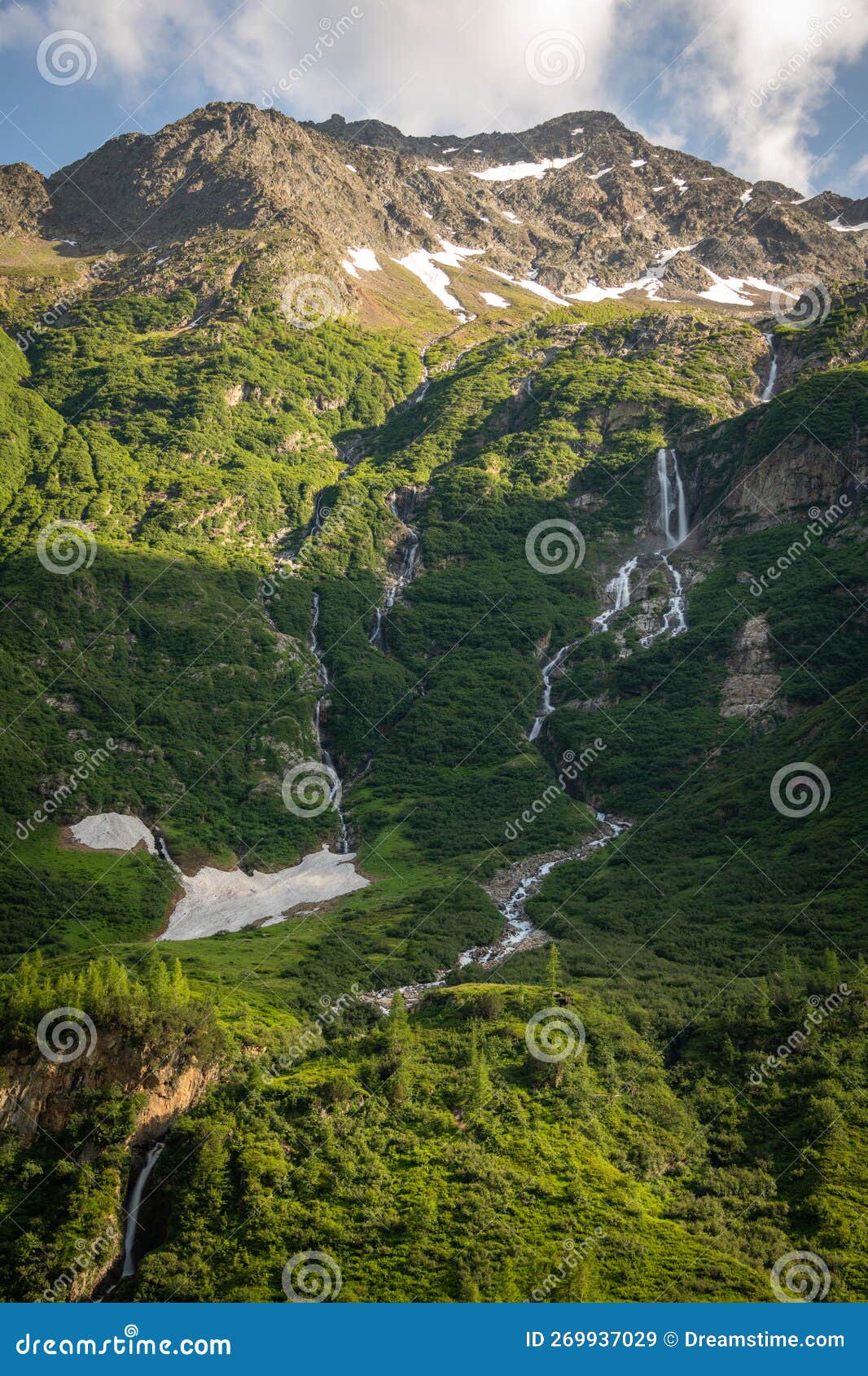 A waterfall running down stock image. Image of meadow - 269937029
