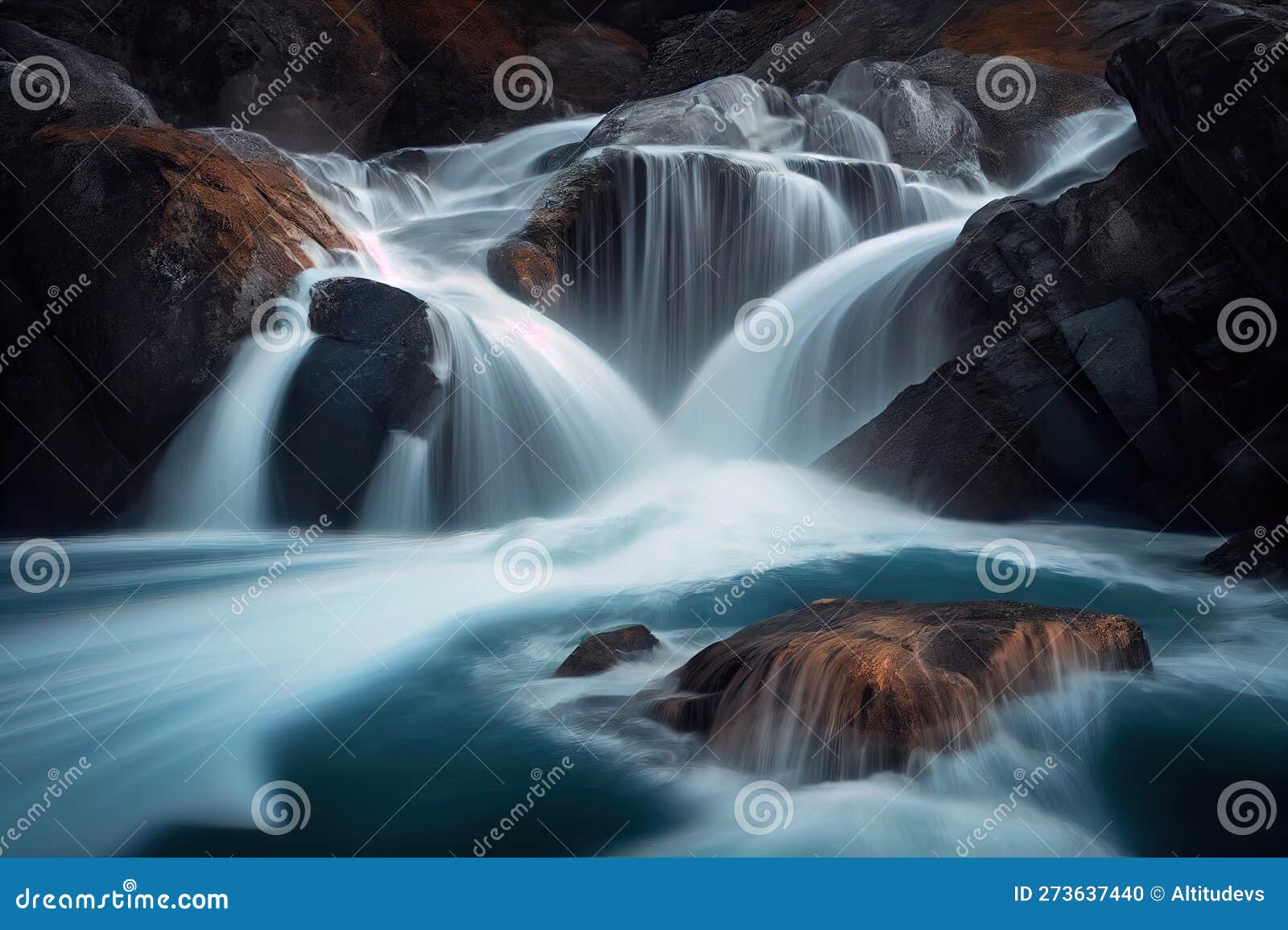 Waterfall, with the Rush of Water and Blurred Motion Created by Long ...