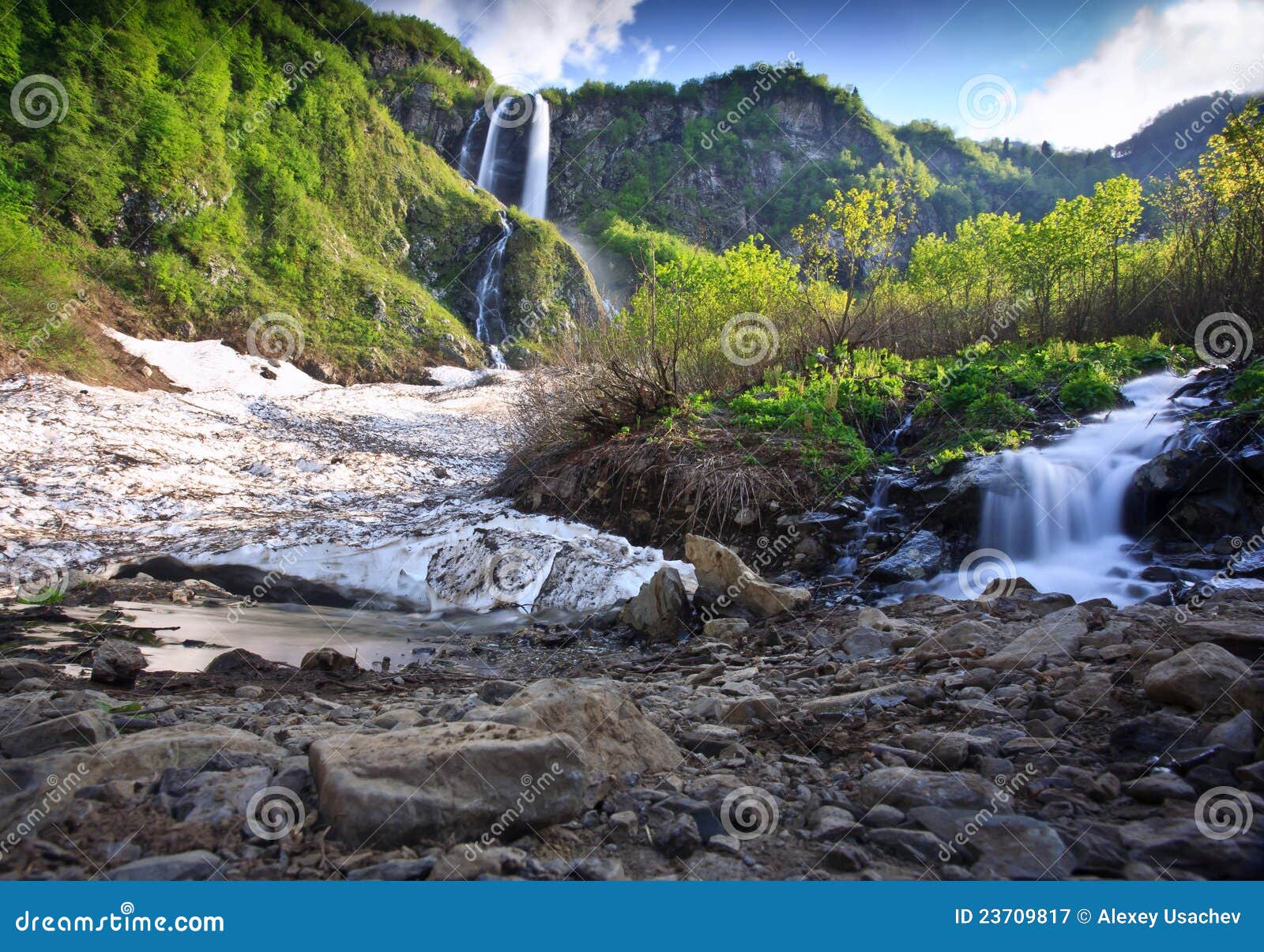 Waterfall Russia, Kavkaz stock image. Image of reflection - 23709817