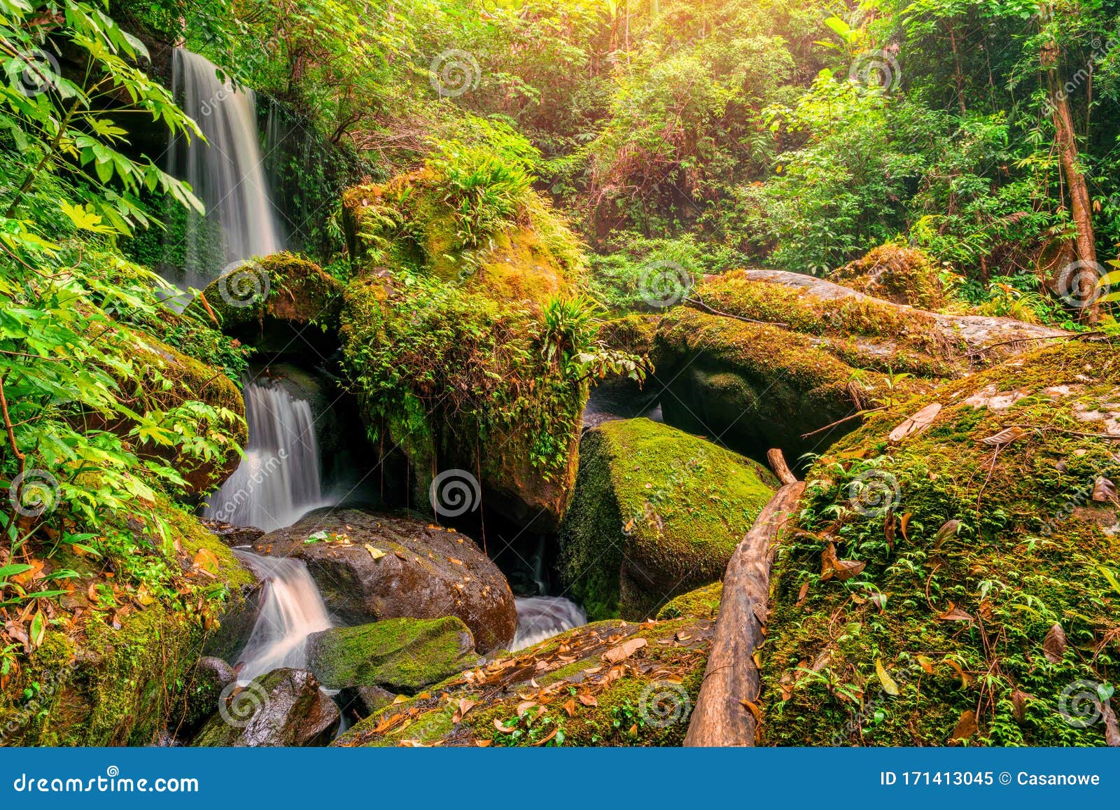 Waterfall Scene at Rom Klao Pharadon Waterfalls in Rainforest Thailand ...