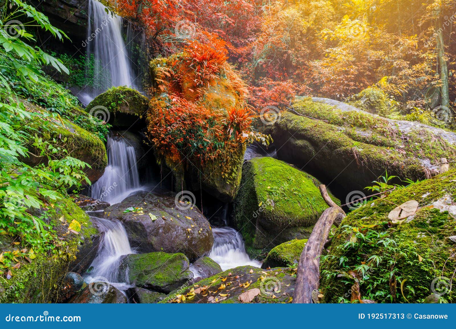 Waterfall Scene At Rom Klao Pharadon Waterfalls In Rainforest Thailand ...
