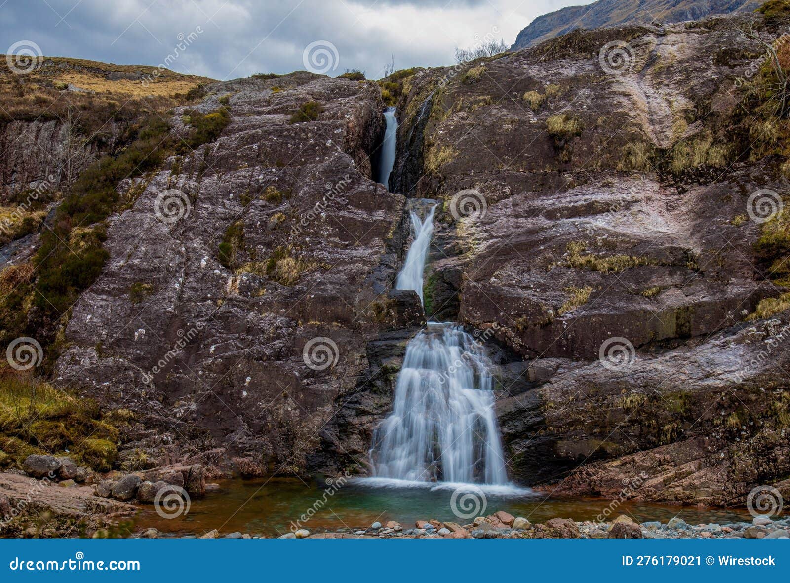 Waterfall in the Scottish Mountains of Glencoe Stock Image - Image of ...