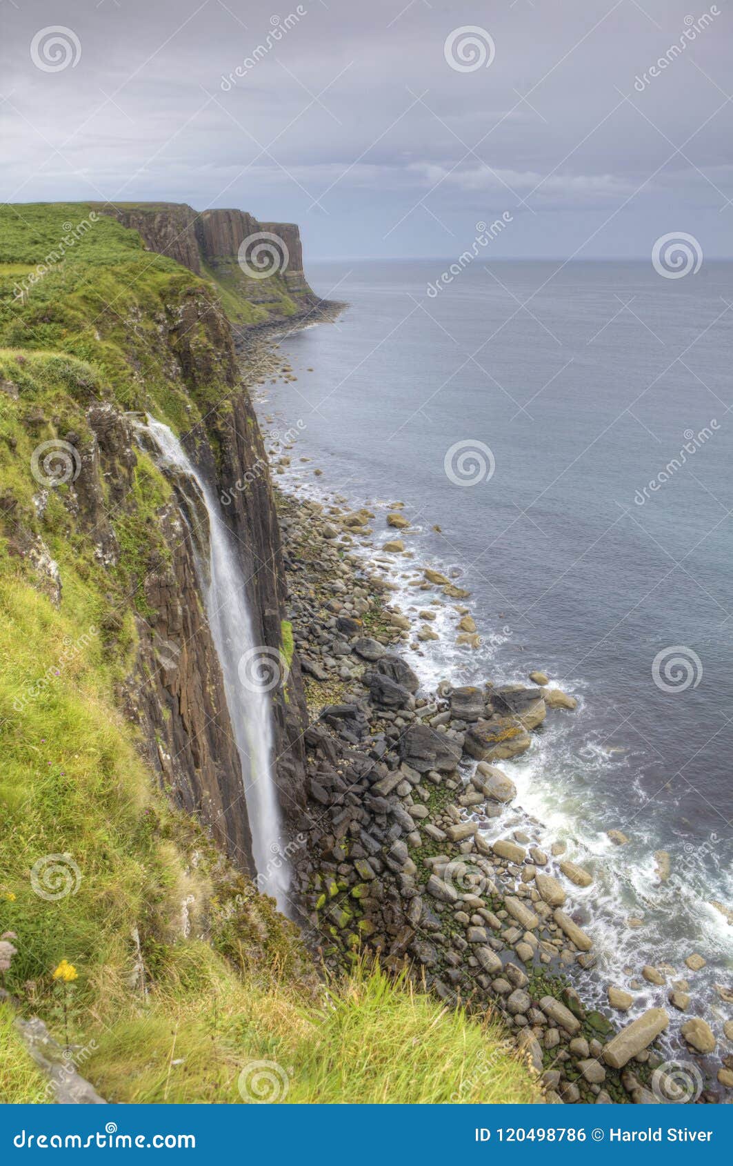 Waterfall into Sea, Isle of Skye, Scotland Stock Photo - Image of ...