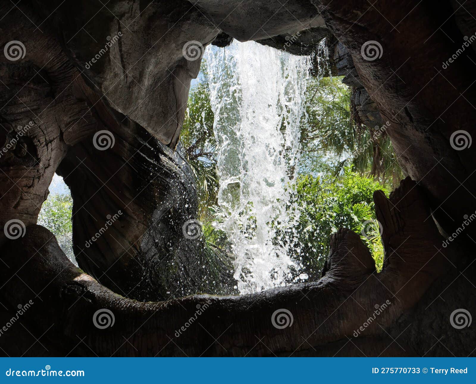 A Waterfall Seen from the Inside of a Cave Stock Image - Image of ...