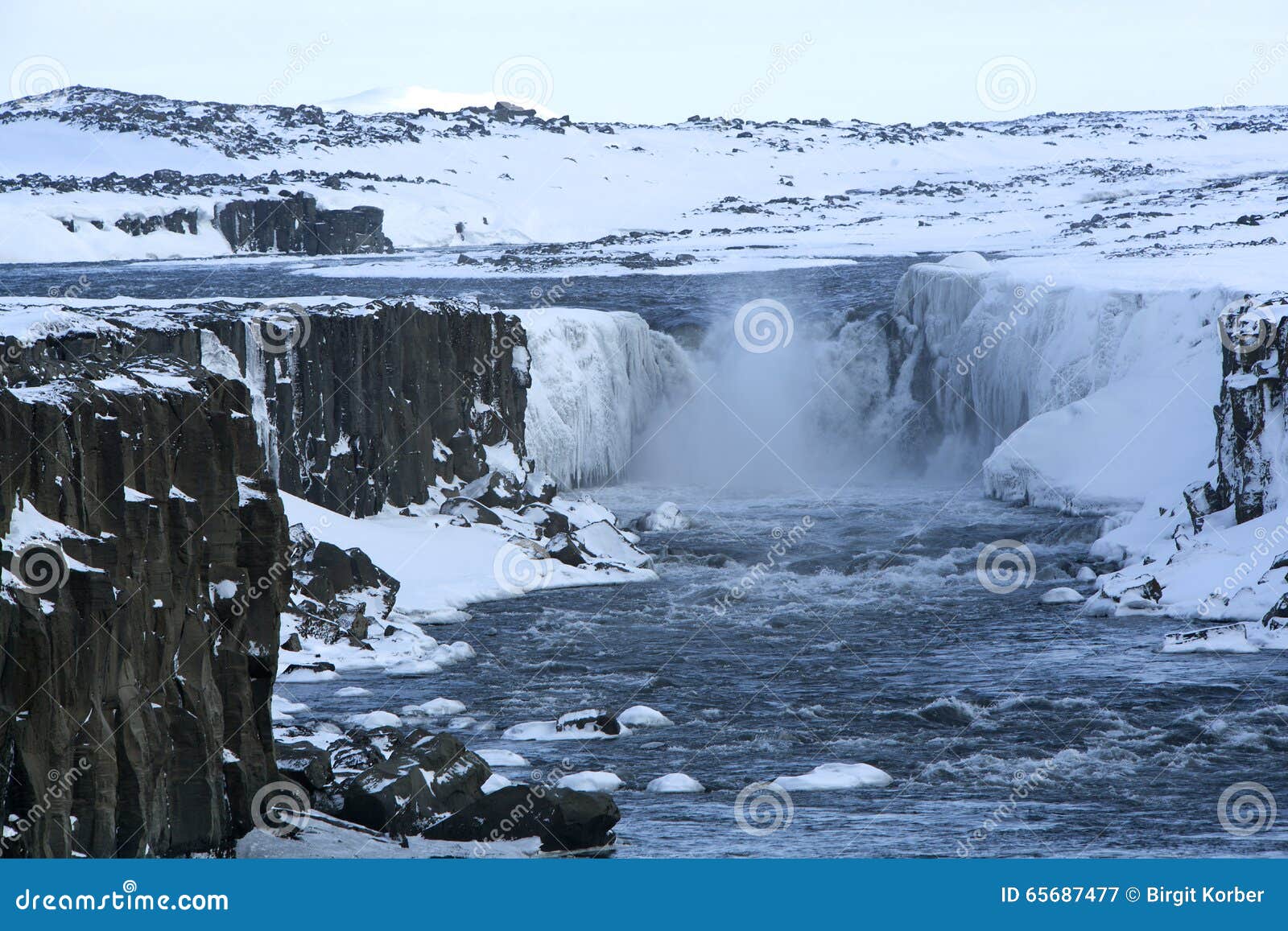 Waterfall Selfoss in Iceland, Wintertime Stock Image - Image of cold ...