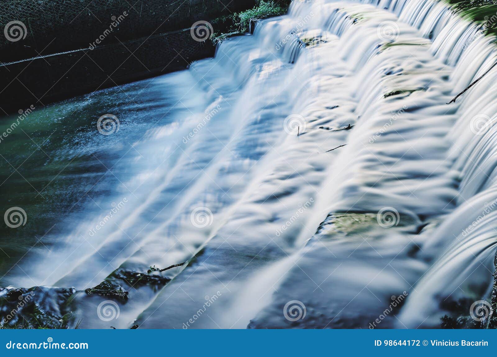 Waterfall in Sequence of Steps Made by Man on a Long Exposure Ph Stock ...