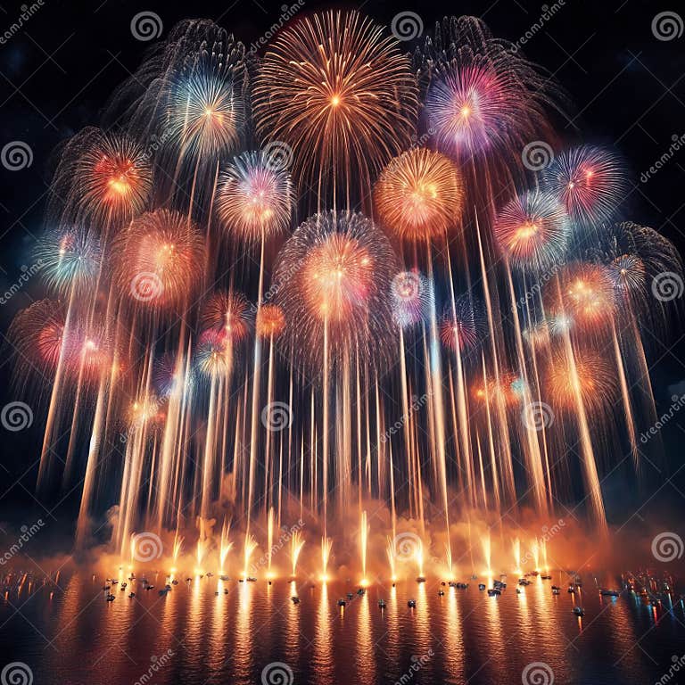 Waterfall Shells Large, Spherical Fireworks that Explode into C Stock ...