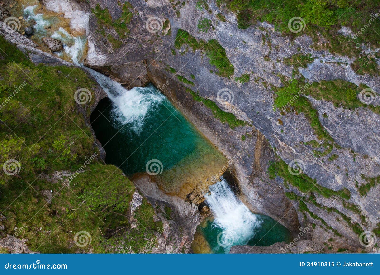 Waterfall shot from above stock photo. Image of forest - 34910316