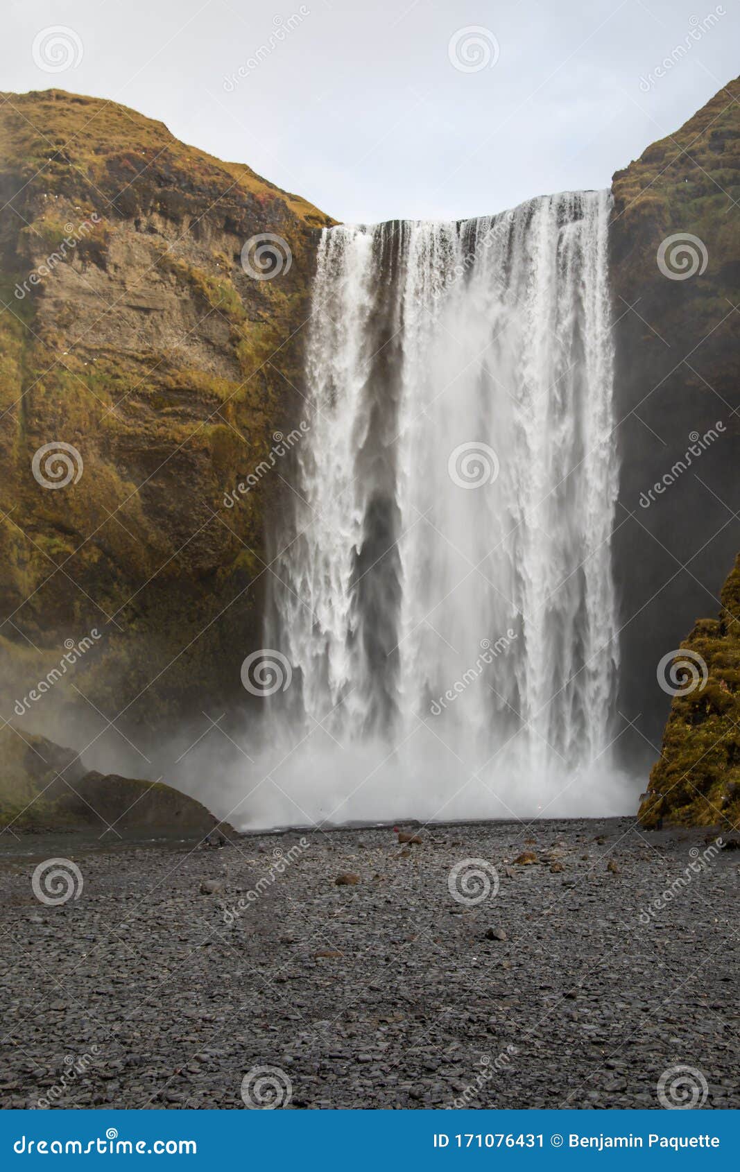 Waterfall by the Side of a Mountain Stock Image - Image of foss, river ...