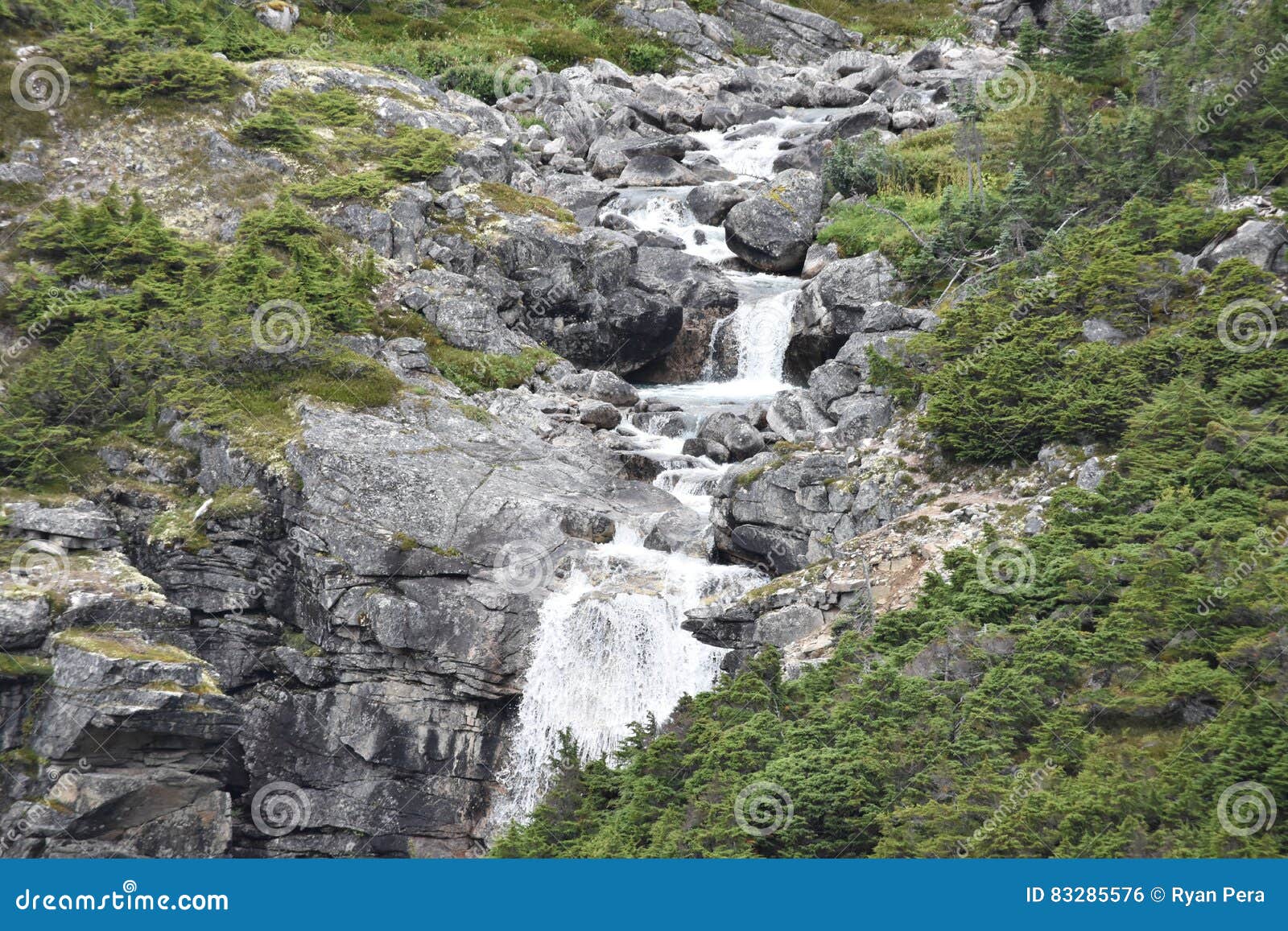 Waterfall on the Side of a Mountain Stock Photo - Image of mountain ...