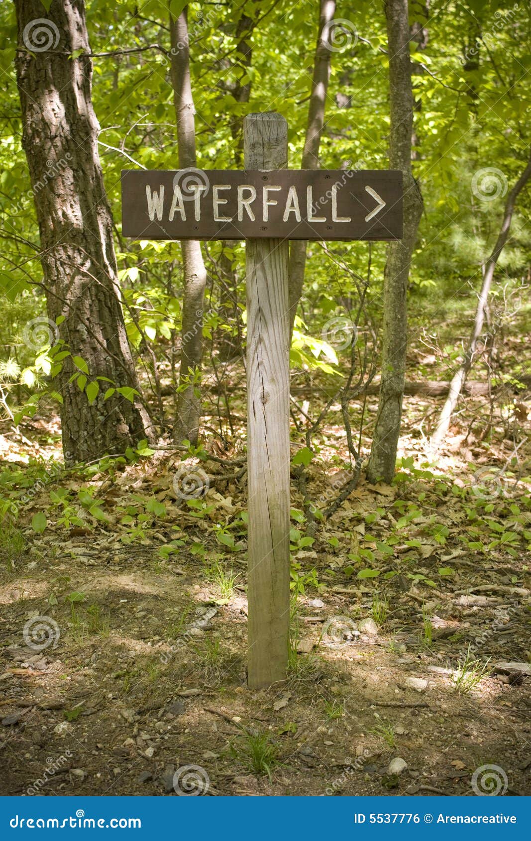 Waterfall Sign stock photo. Image of post, path, natural - 5537776