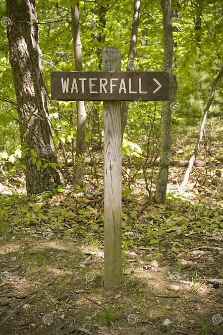 Waterfall Sign stock photo. Image of post, path, natural - 5537776