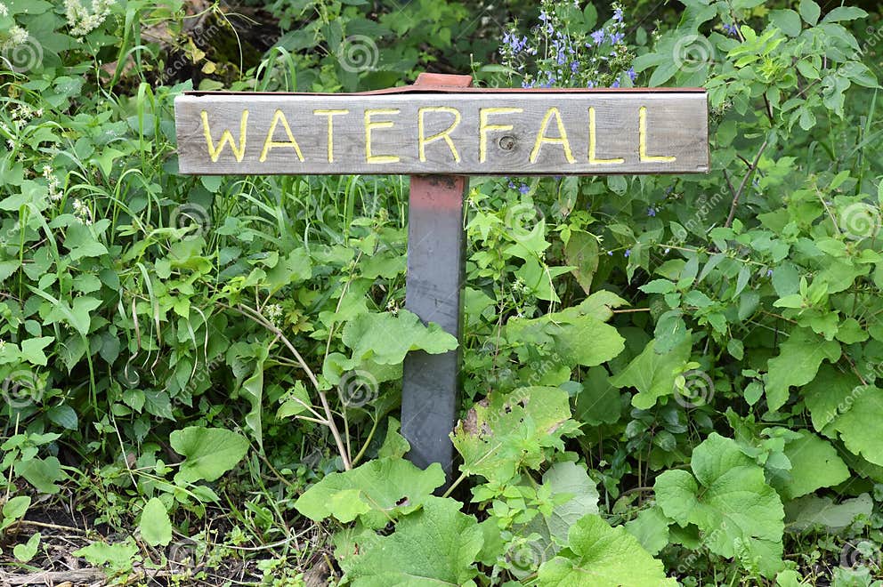 Waterfall Sign stock photo. Image of summer, attraction - 76653478