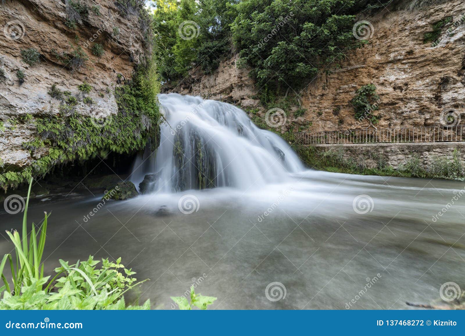 Waterfall with Silk Effect in the Spring Stock Photo - Image of motion ...