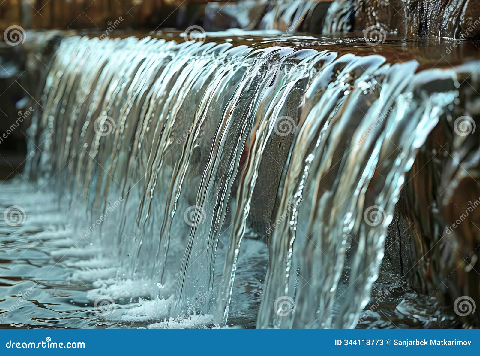 Waterfall Simulation a Close Up of Water Pouring from a High Tec Stock ...
