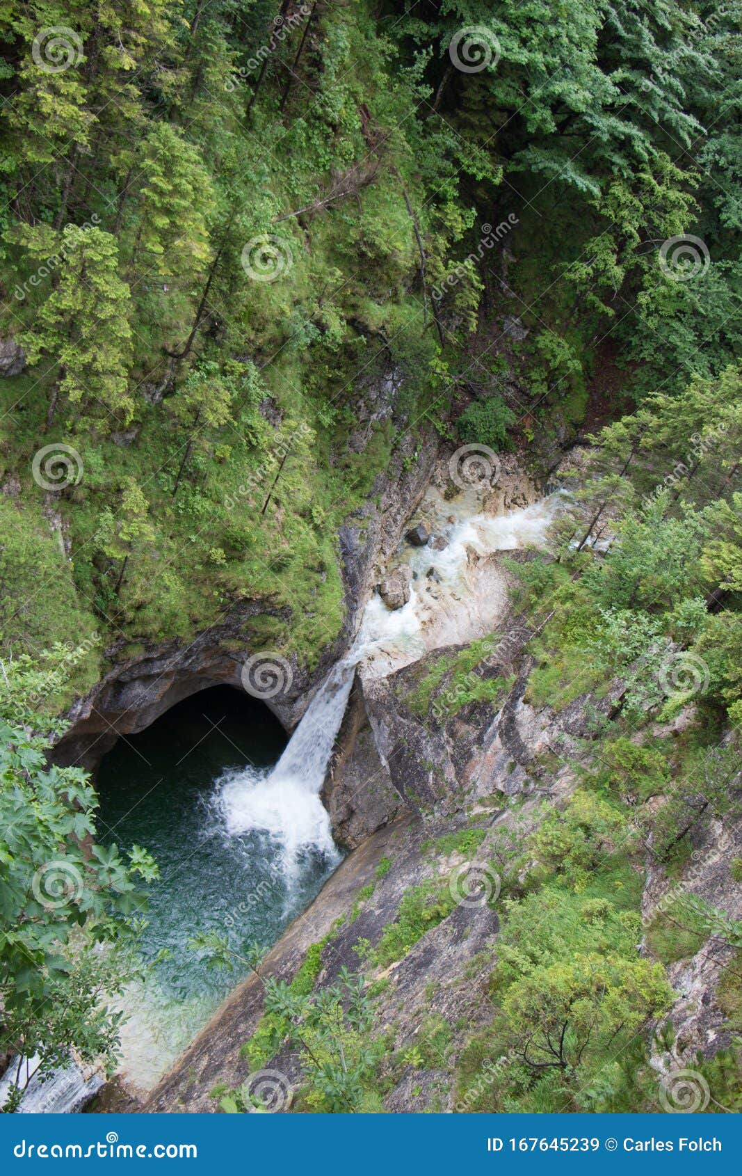 Waterfall from the sky stock image. Image of trees, mountains - 167645239